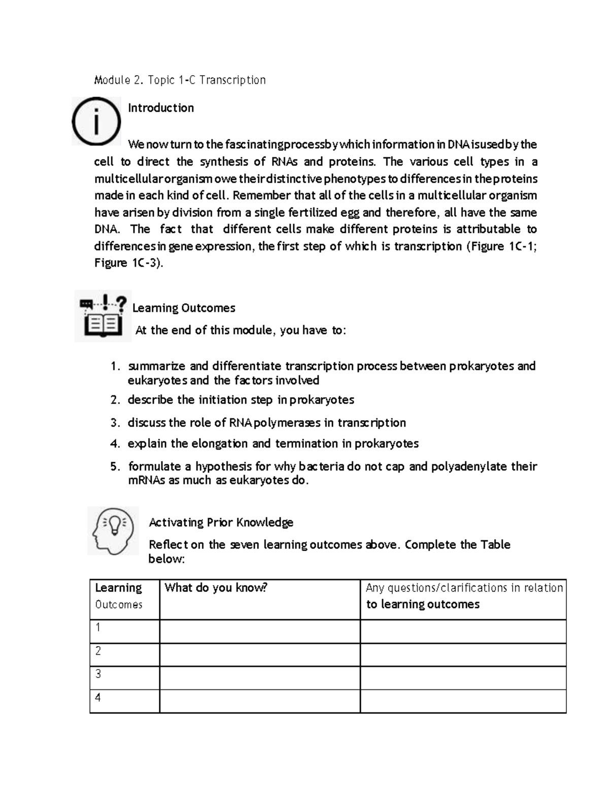 Module-2 - mmmm - Module 2. Topic 1-C Transcription Introduction We now ...