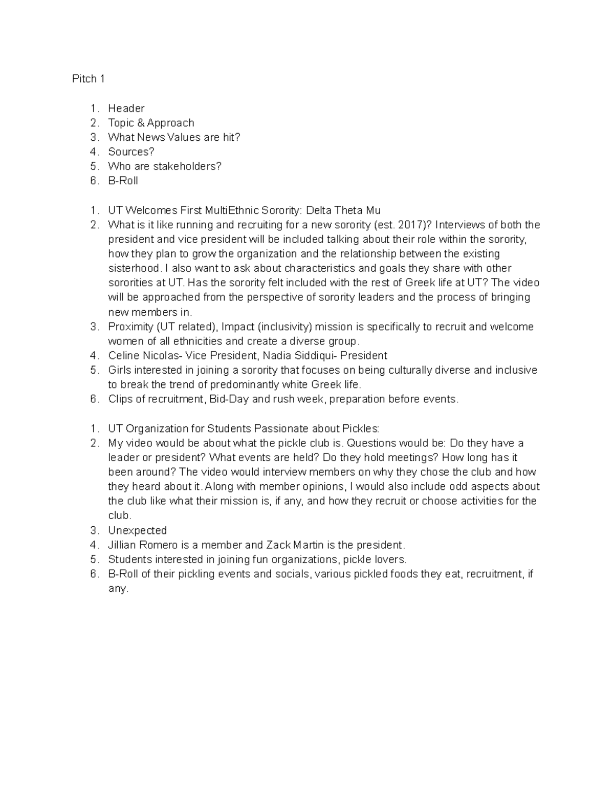 Video Projects Pitches - Pitch 1 Header Topic & Approach What News ...