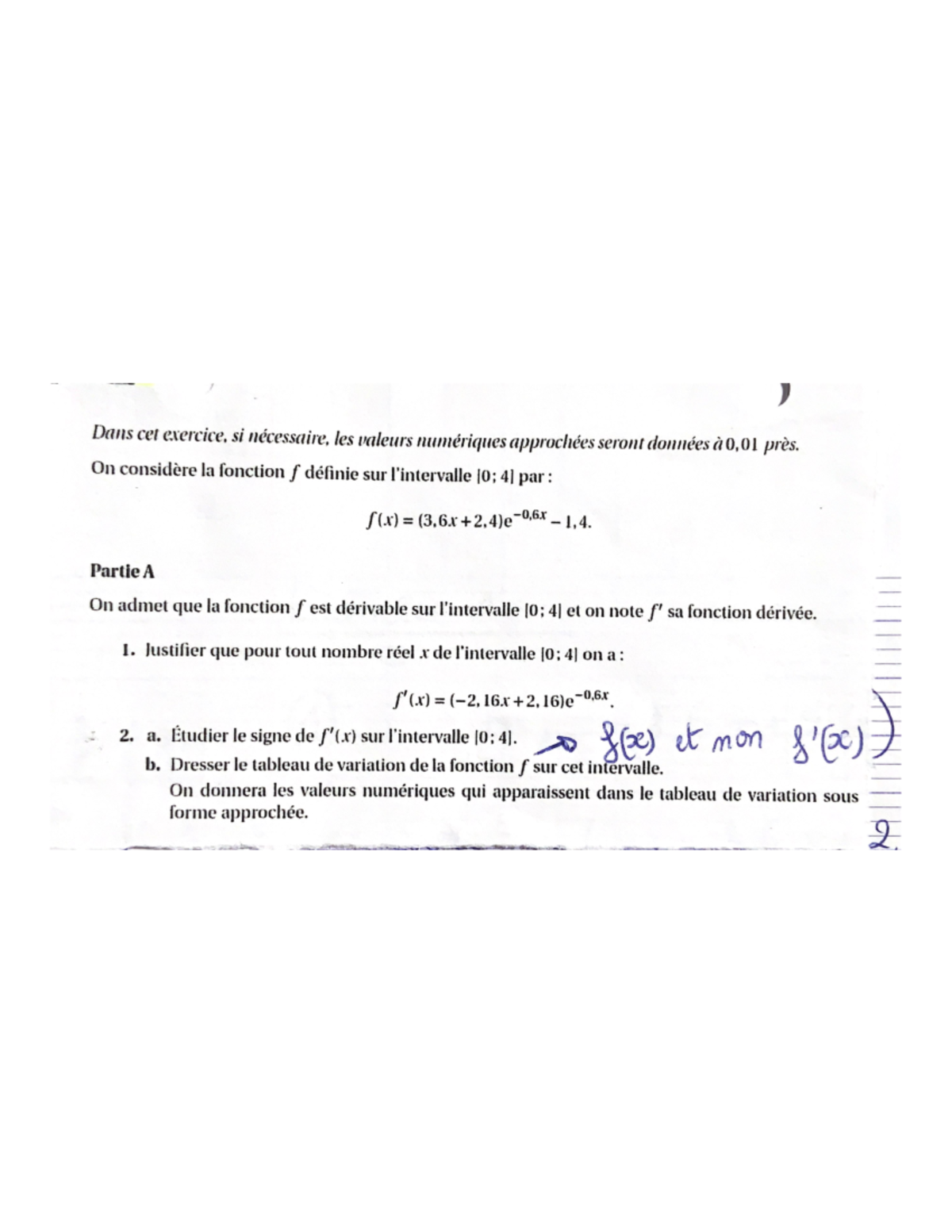 Exo type bac partie 3 - spé math term - Mathématiques - Studocu