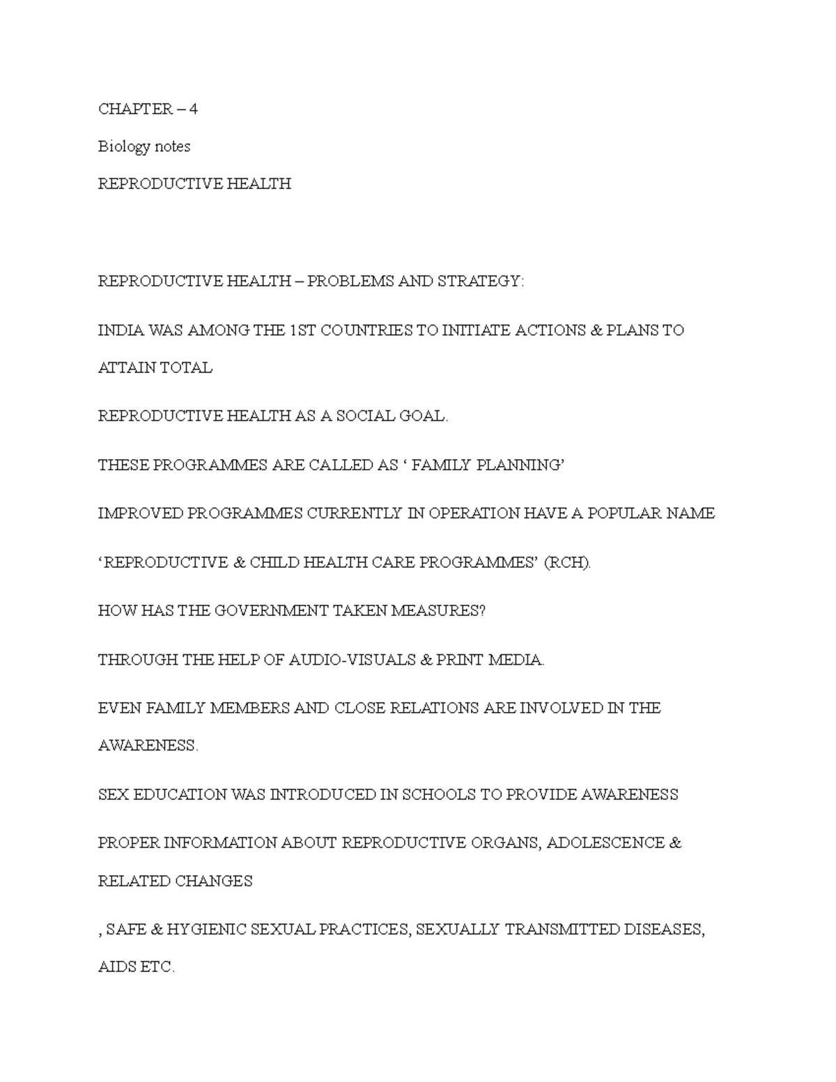 Chapter –4 Biology Notes 1 - CHAPTER – 4 Biology notes REPRODUCTIVE ...