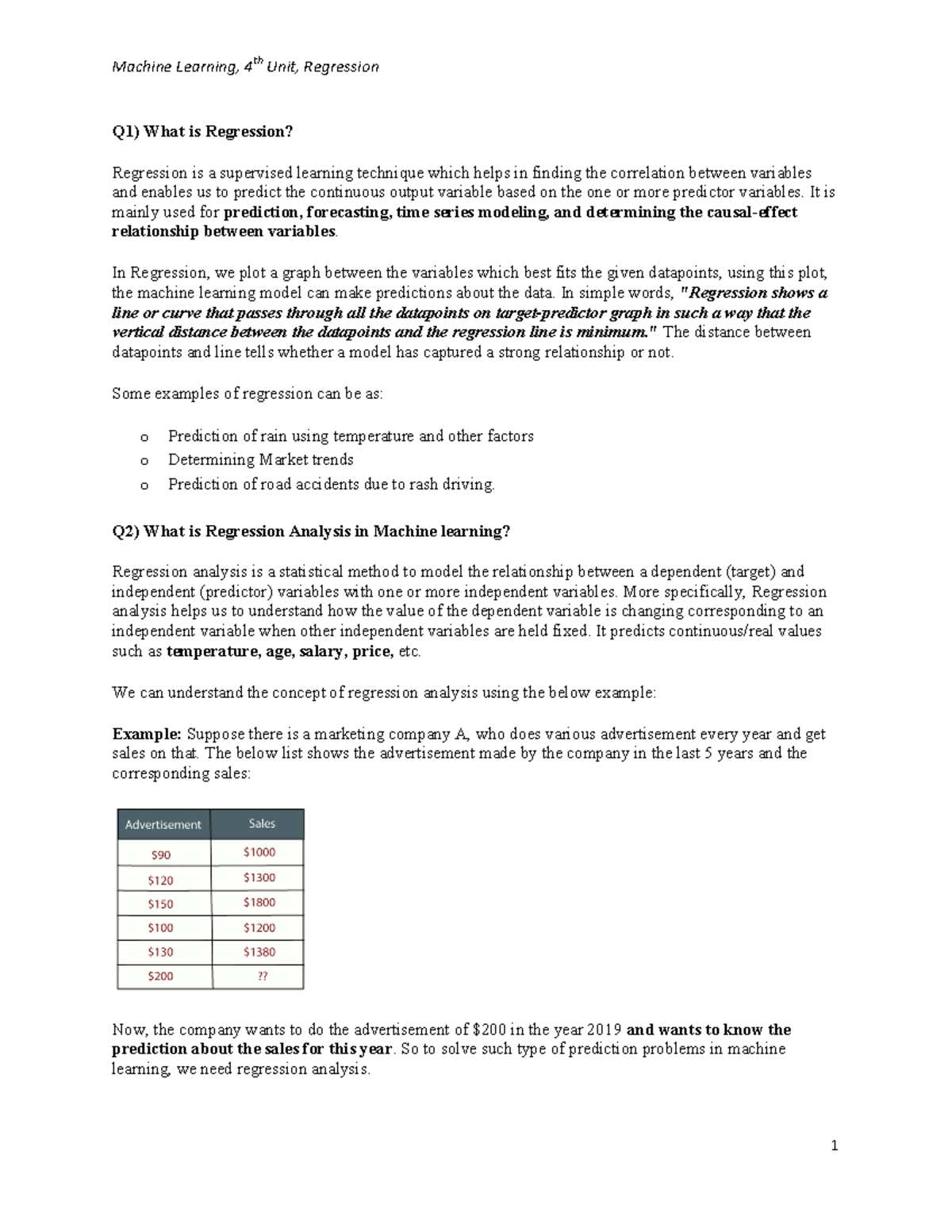 ML 4th Unit Material - notes for jntua students of 5 units - Q1) What ...