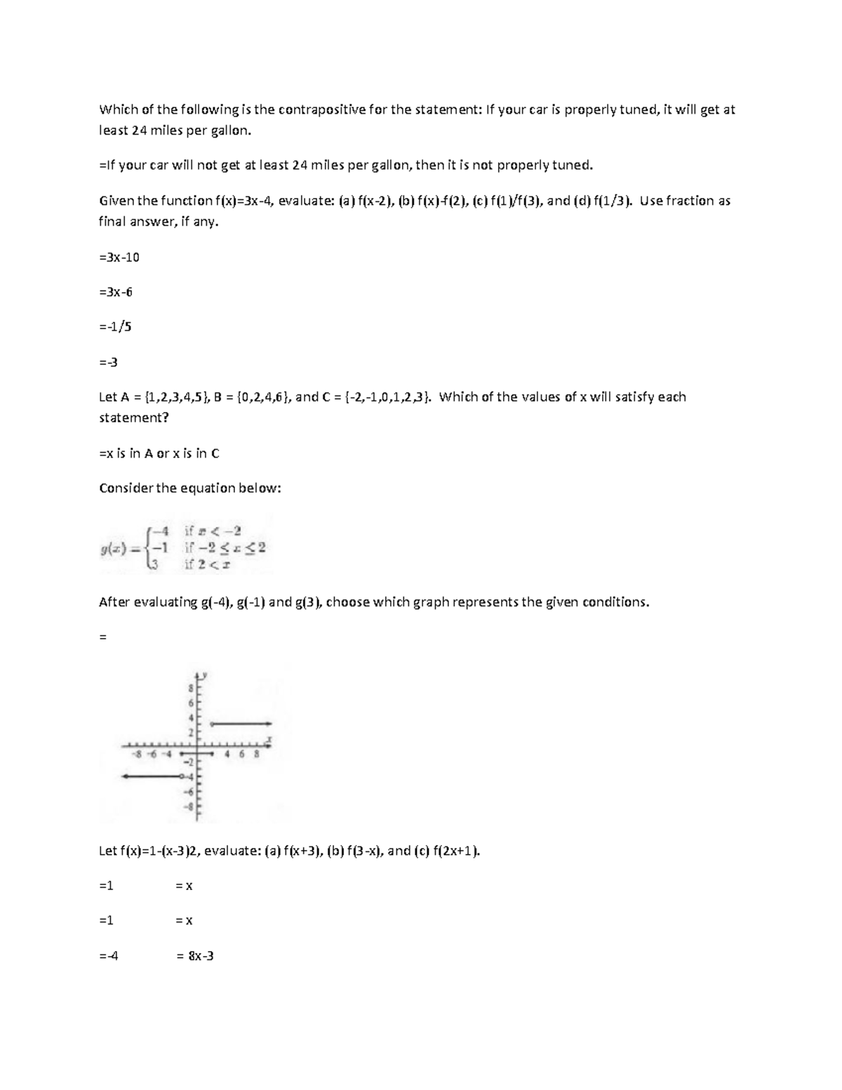Calculus 1 Midterm Exam - Which of the following is the contrapositive for the statement: If ...