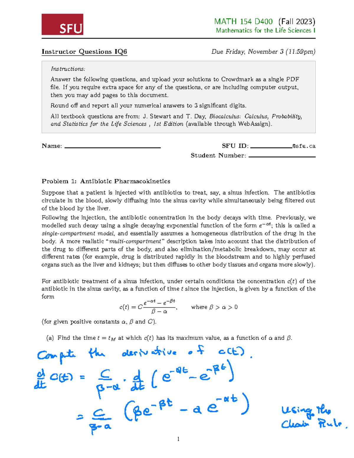 IQ6 Solutions - notes - MATH 154 D400 (Fall 2023) Mathematics for the ...