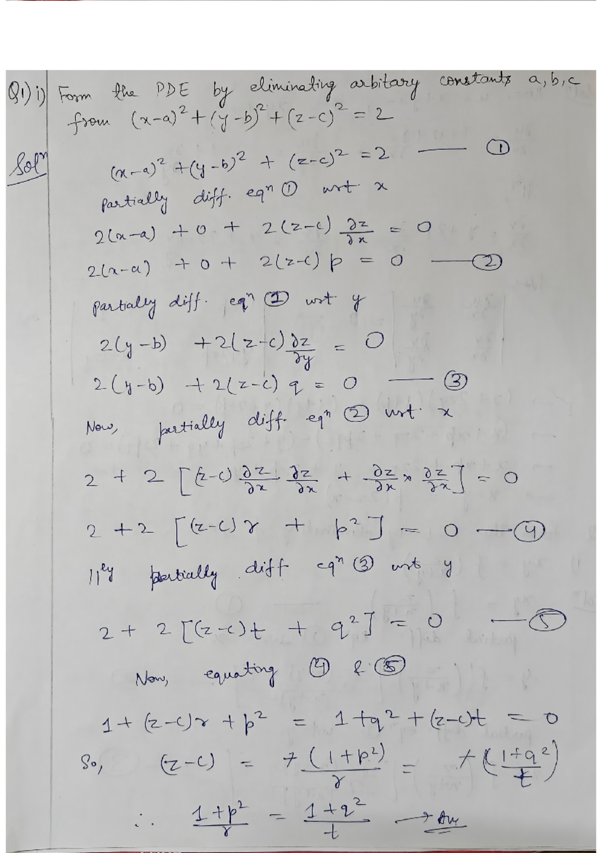 Maths Transforms and Boundary Value Problem - Q1) i) Form the PDE ...