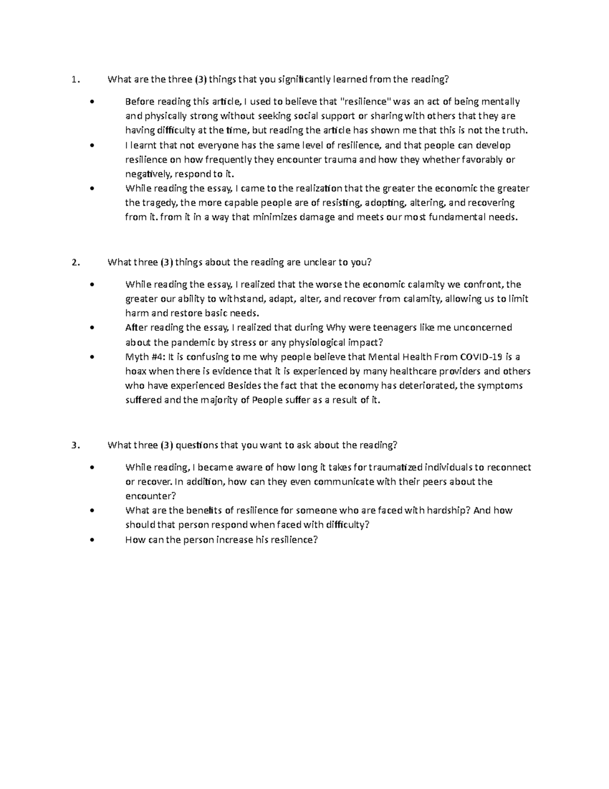 Assignment MMR2 - essays - What are the three (3) things that you ...