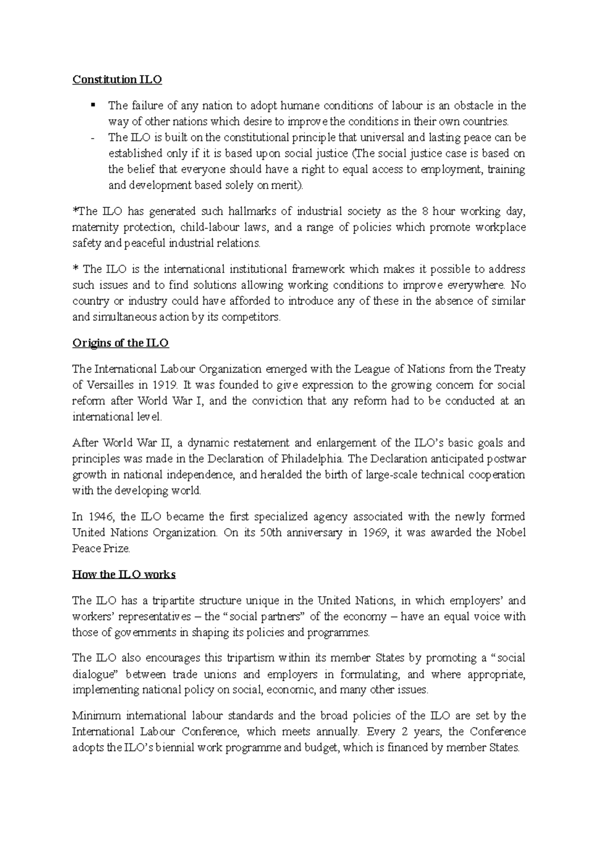 Labour Law - Chapter 1 - Constitution (ILO) - Constitution ILO The ...