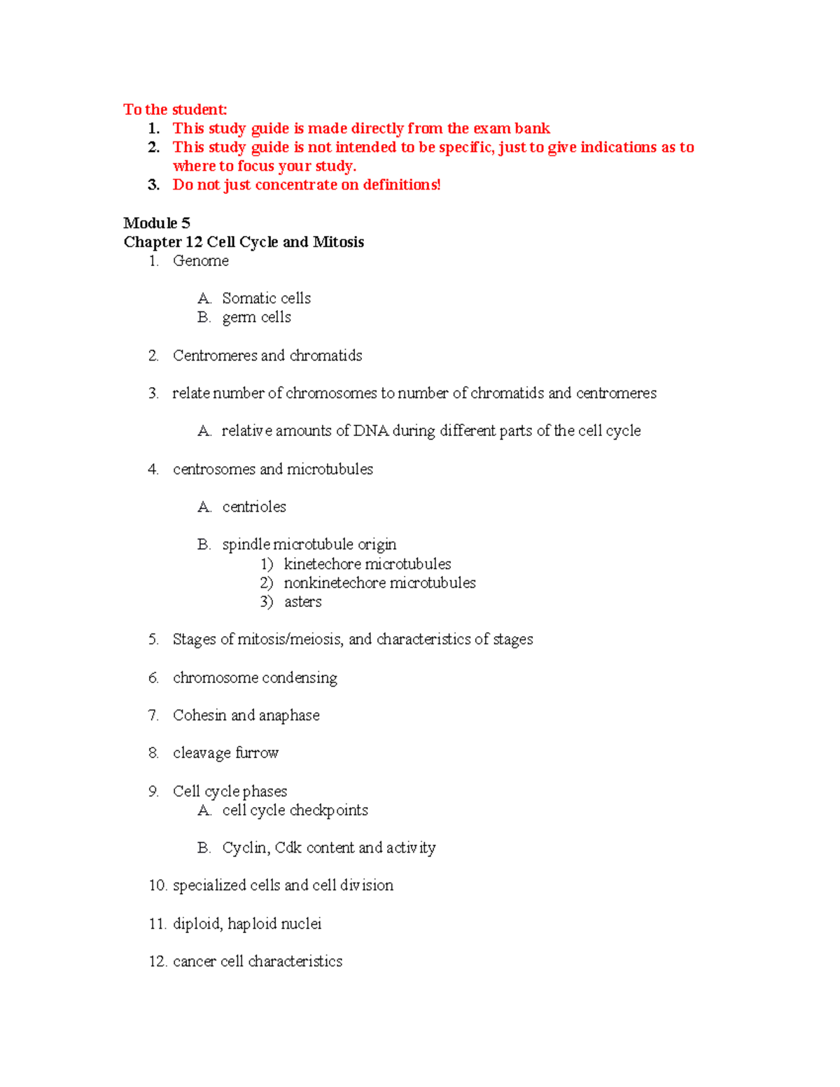 Module 5E study guide - To the student: 1. This study guide is made ...