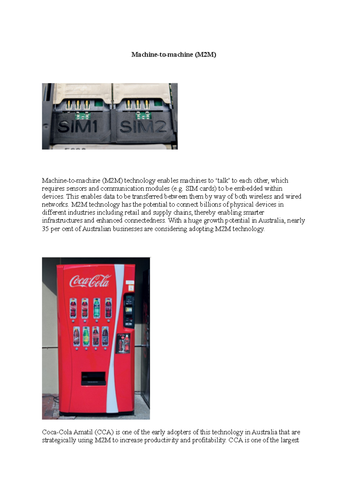 Lecture Case study - Machine-to-machine (M2M) Machine-to-machine (M2M ...