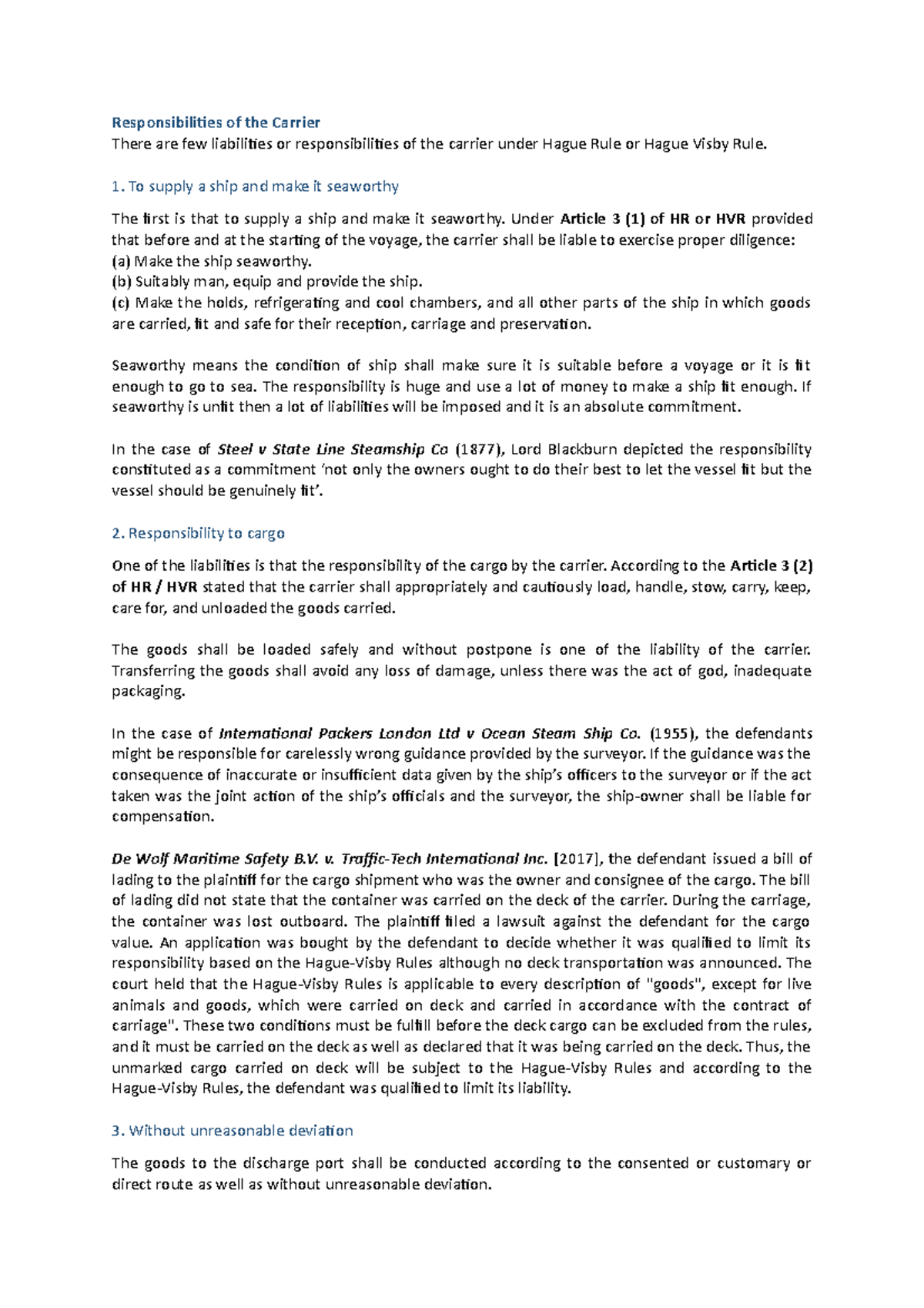 Chapter 3 - Basic rights & responsibilities of carrier ...