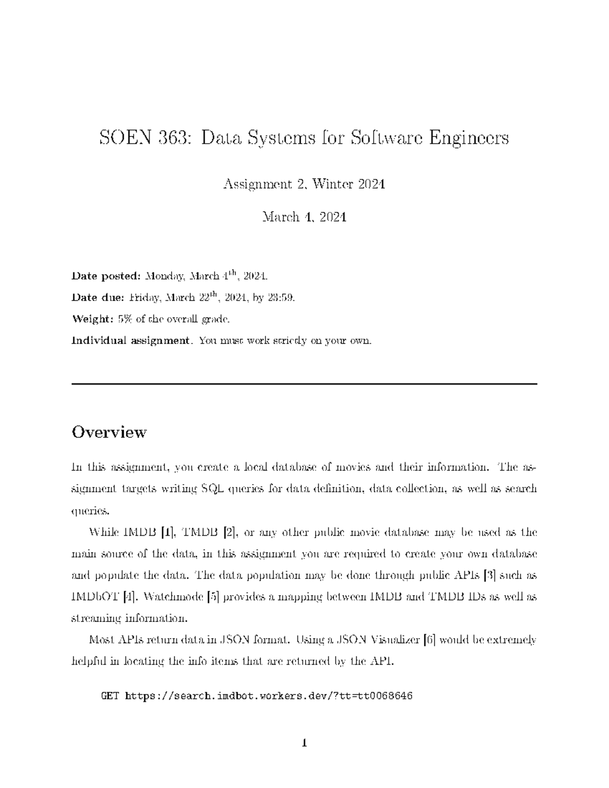 Soen363.2024w.a02.assignment.ii - SOEN 363: Data Systems for Software Engineers Assignment 2 ...