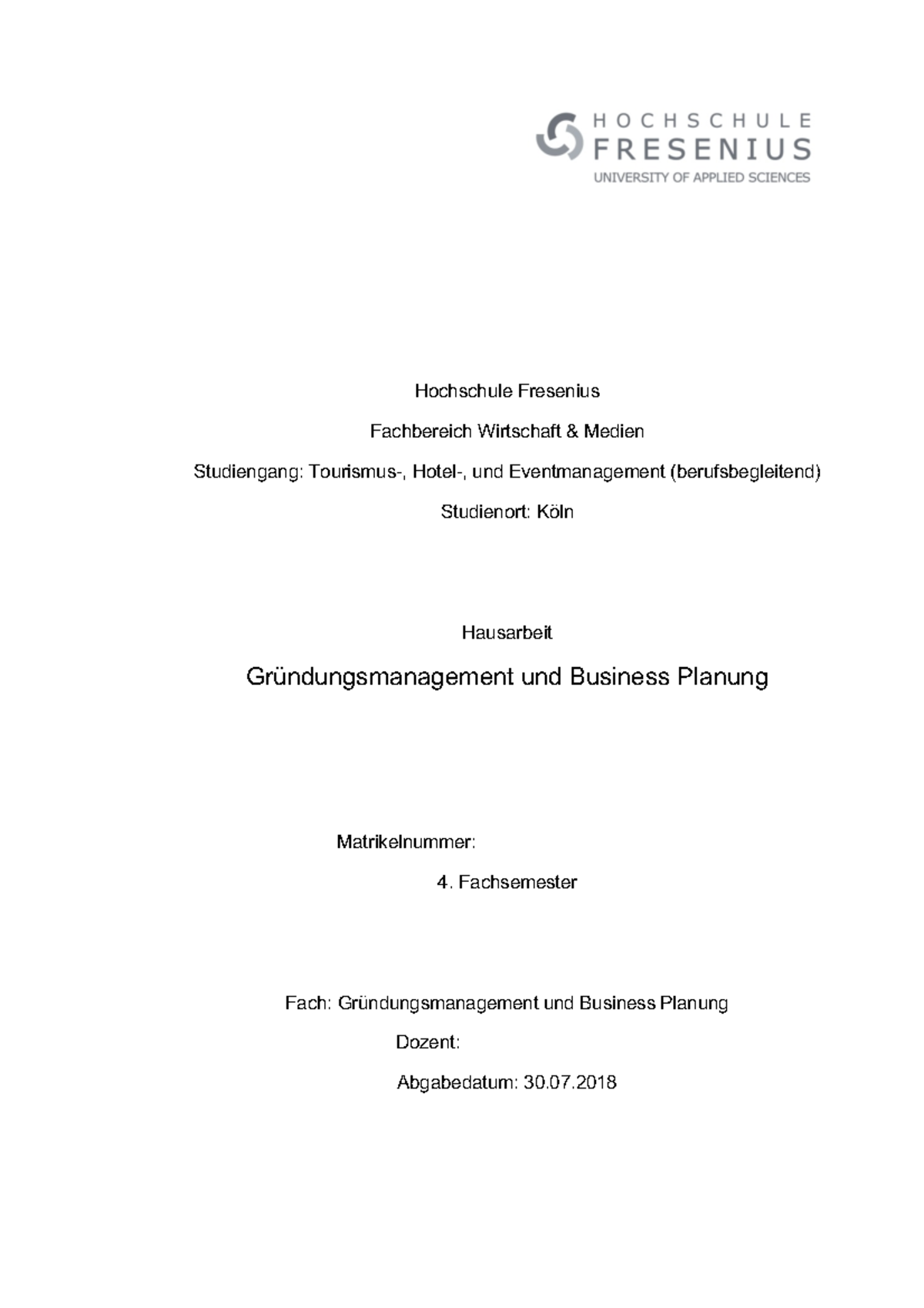 Business Plan Ausarbeitung - Warning: TT: undefined function: 32 Warning: TT: undefined function ...