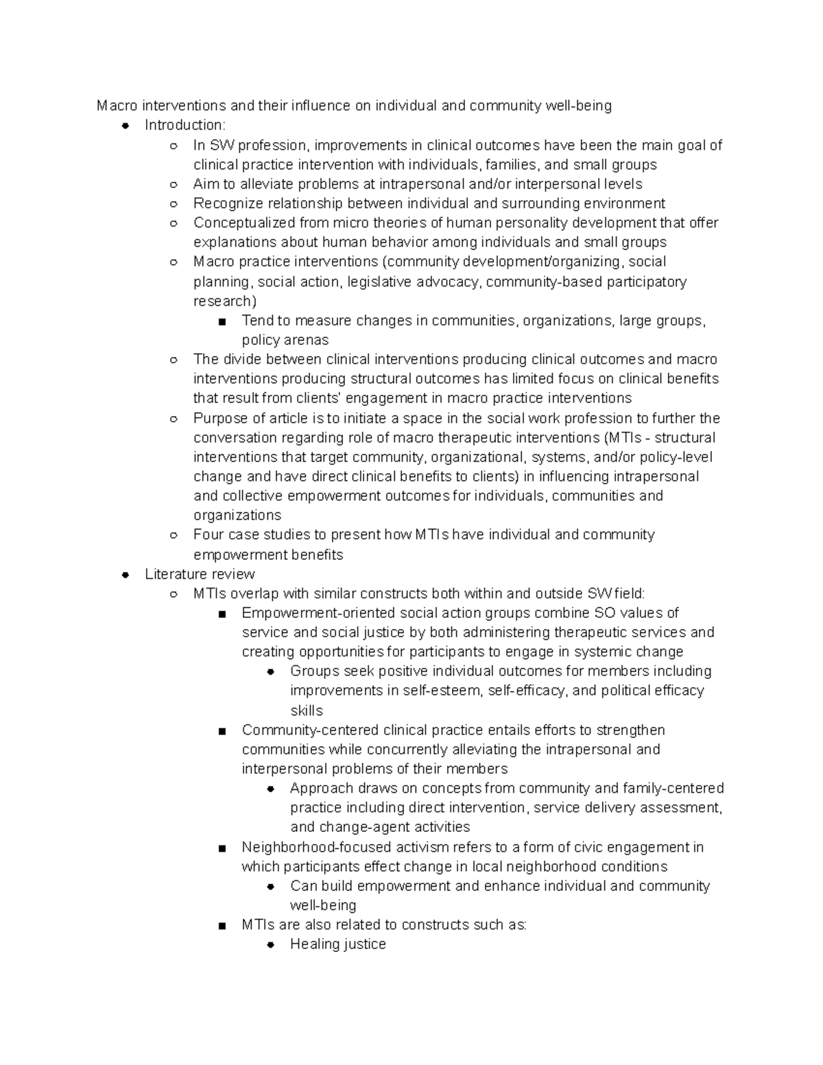 Macro interventions and their influence on individual and community ...