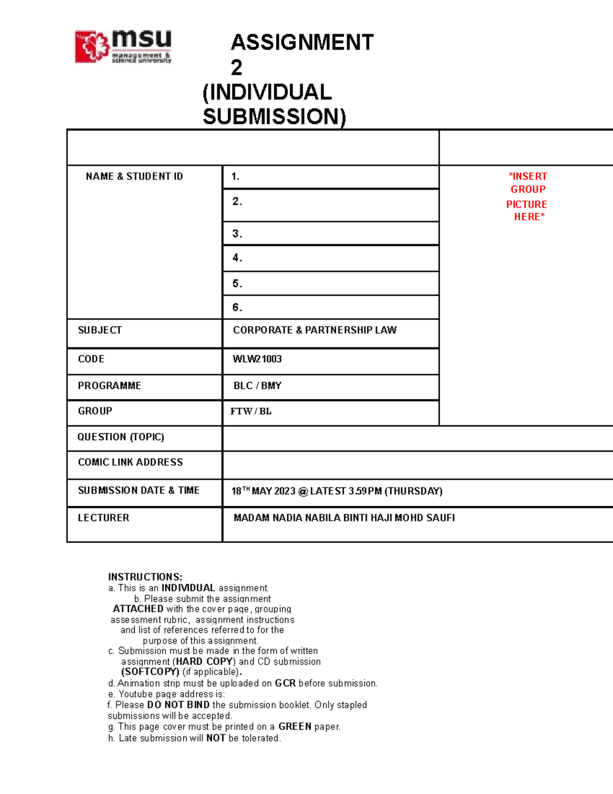 CPL-FTW-BL A2 (202302) - ASSIGNMENT 2 (INDIVIDUAL SUBMISSION) NAME ...