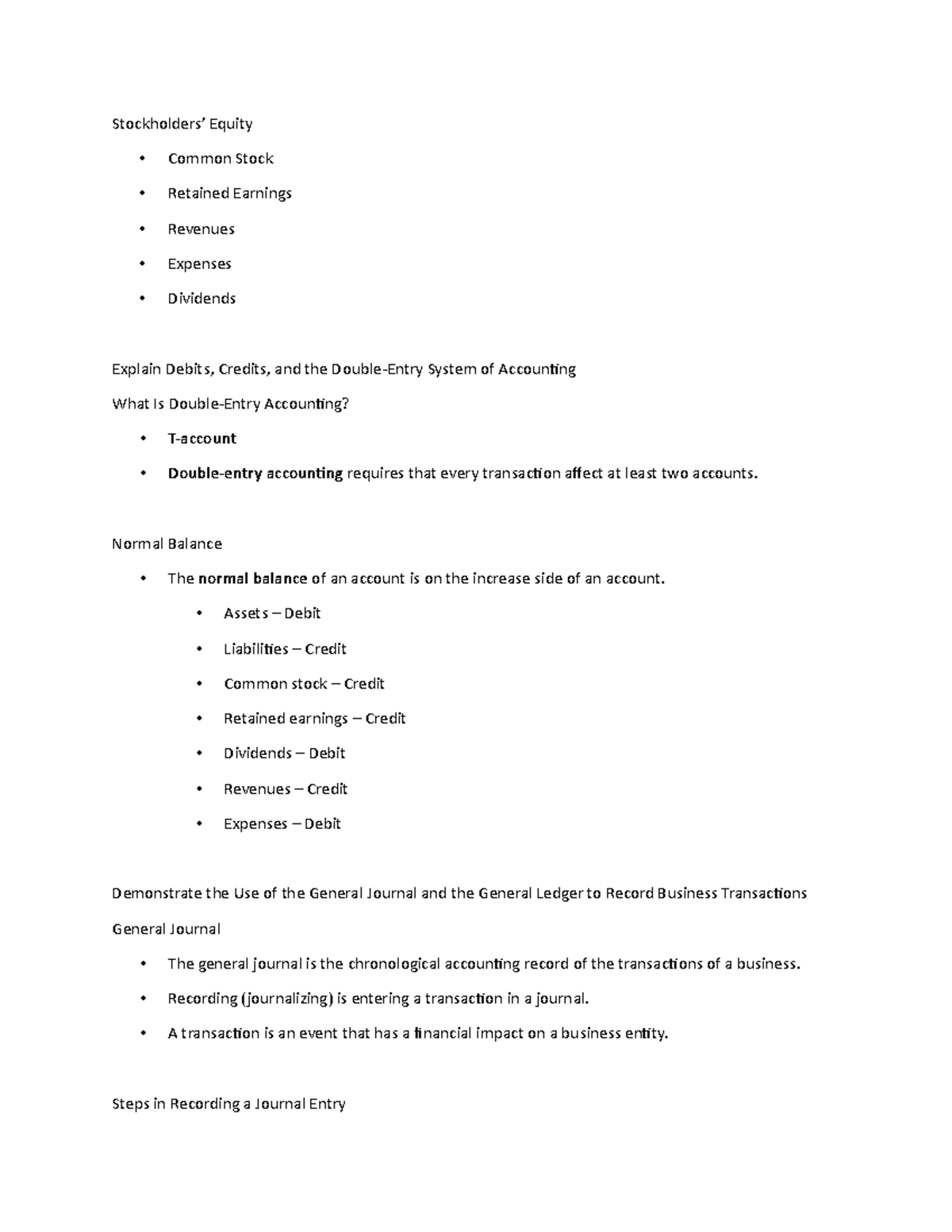 Lecture Notes 2 b - Stockholders’ Equity - Common Stock - Retained ...