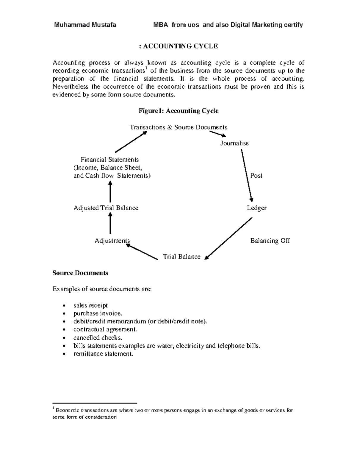 Accounting Cycle Noted Financial Accounting Notes Complete Notes ...