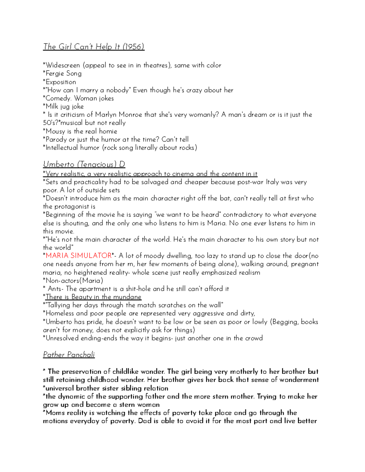 World Cinema II In Class Movie Notes - The Girl Can’t Help It (1956 ...