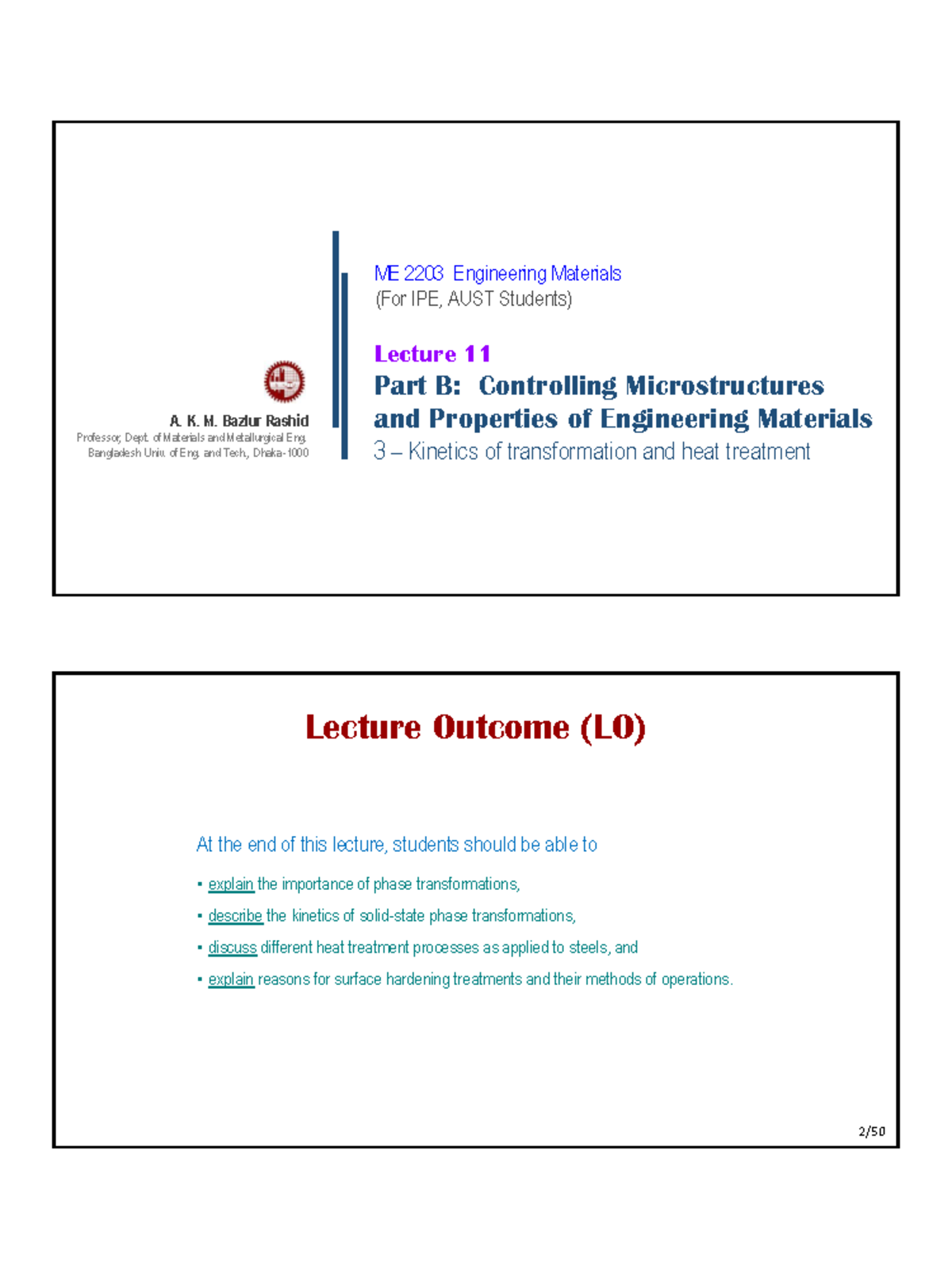 Lec 11 kinetics and heat treatment[ 1293] - ME 2203 Engineering ...