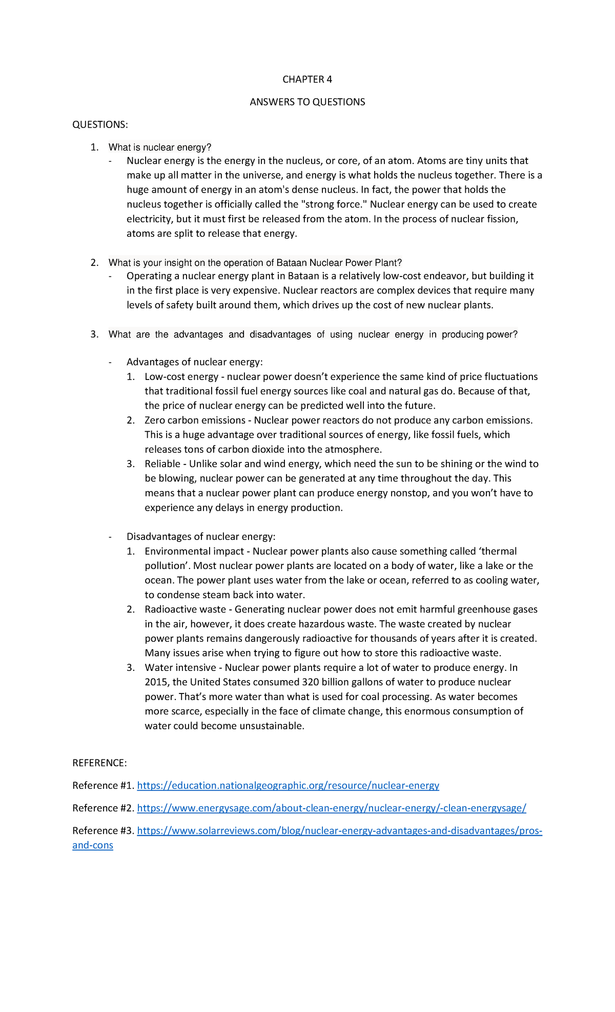 Nuclear Energy - this will help - CHAPTER 4 ANSWERS TO QUESTIONS ...