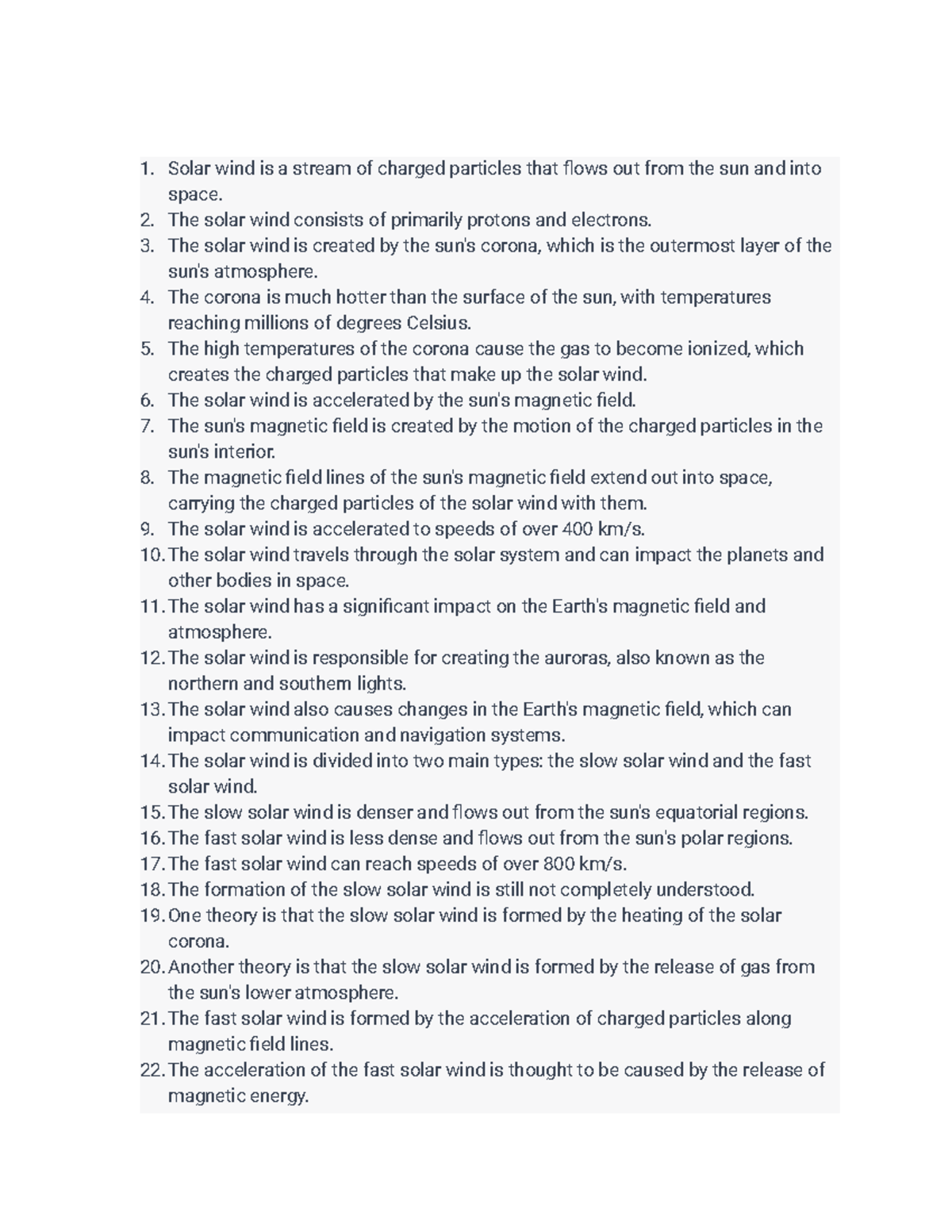 Solar wind formation and acceleration Notes - Solar wind is a stream of ...