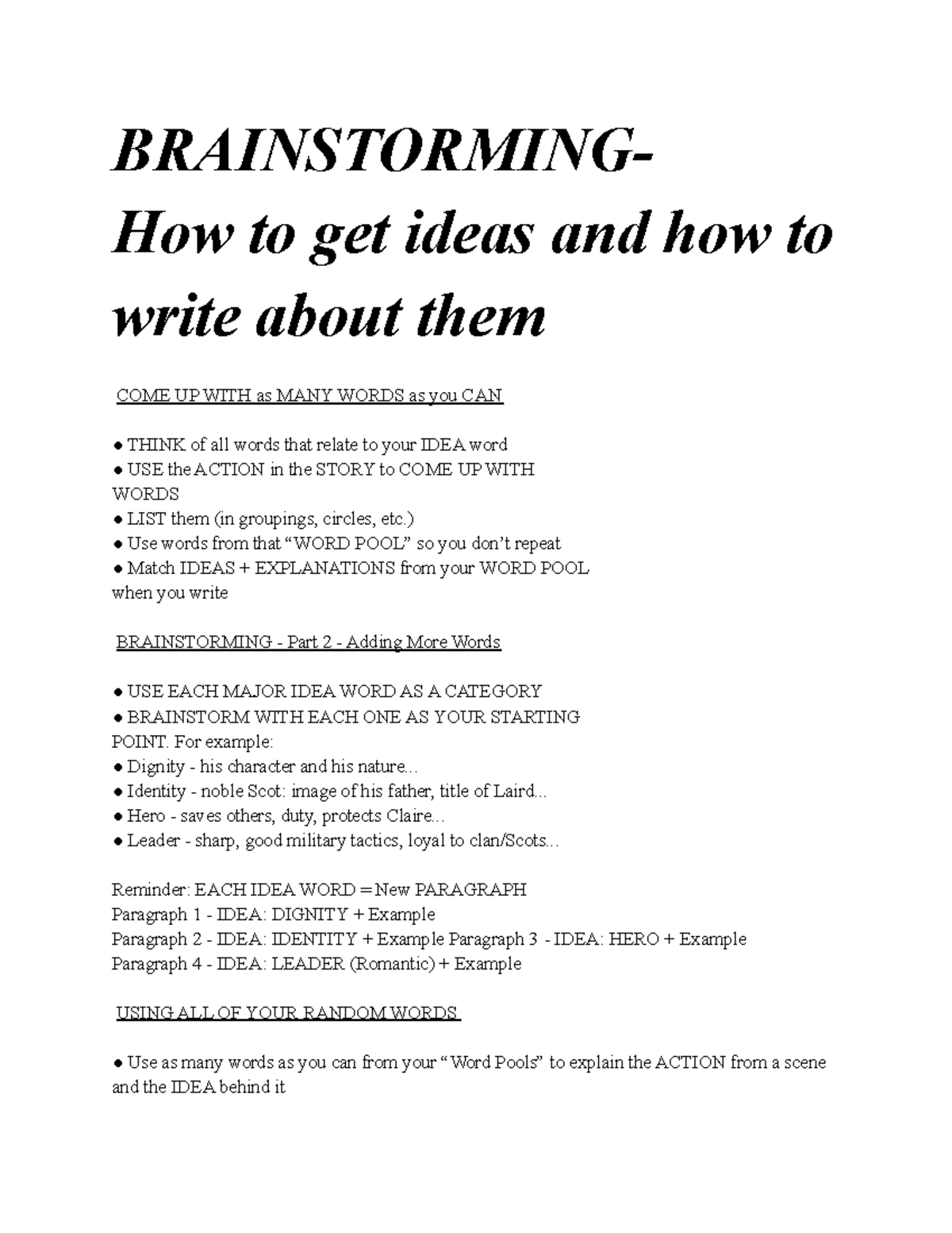 ENG 1121 - Brainstorming Guide - BRAINSTORMING- How to get ideas and ...