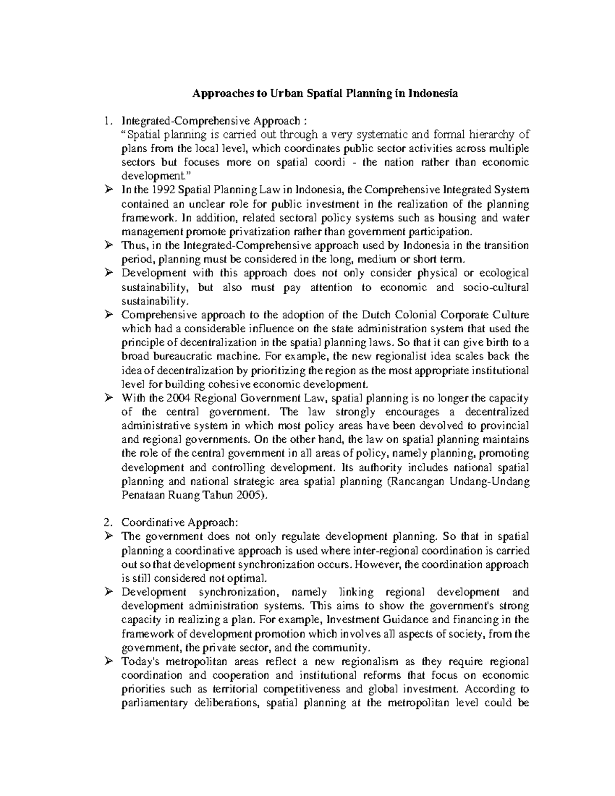 Approaches To Urban Spatial Planning In Indonesia Approaches To Urban Spatial Planning In