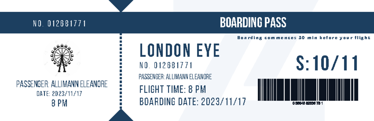 Boarding pass london eye euro angl - B o a r d i n g c o m m e n c e s ...