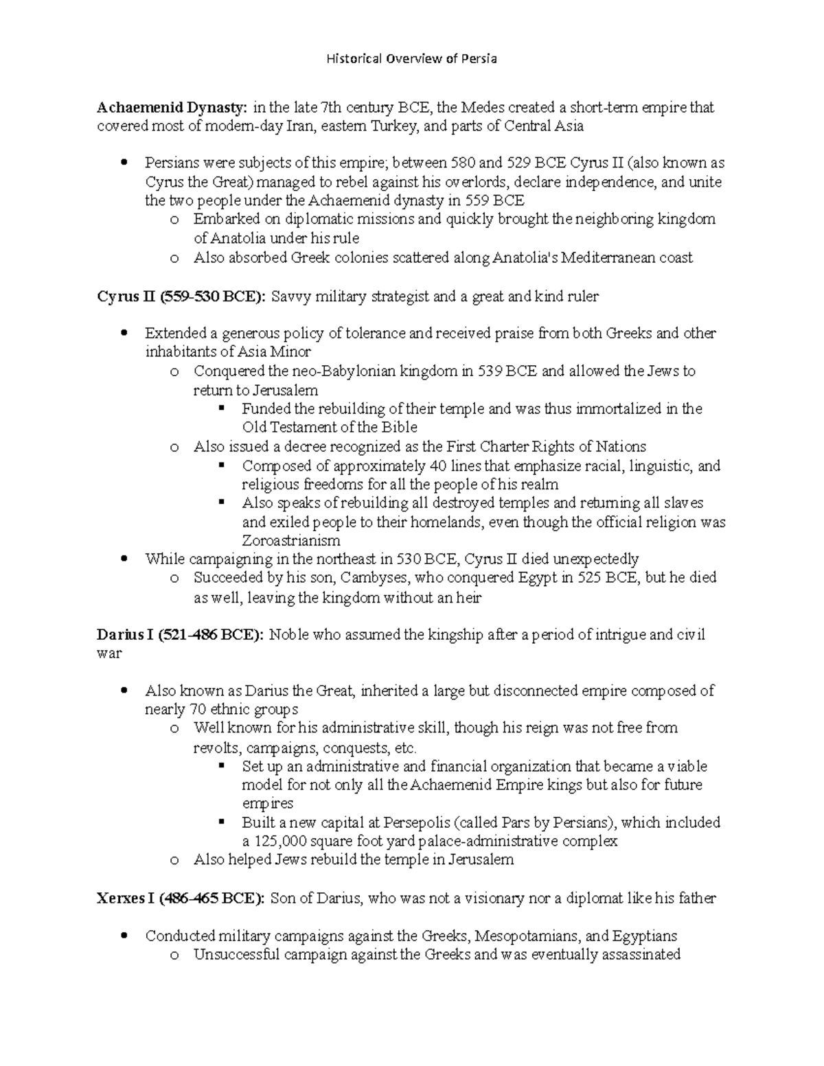 Historical Overview of Persia - Historical Overview of Persia ...