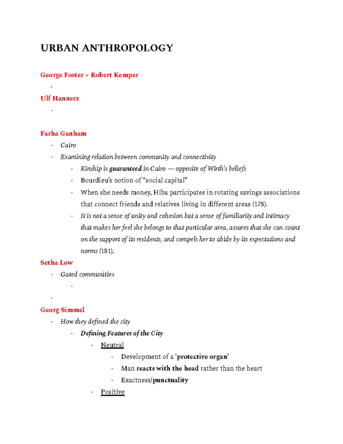 Urban Anthropology (Basics) - STUDY GUIDE (MIDTERM) - URBAN ...