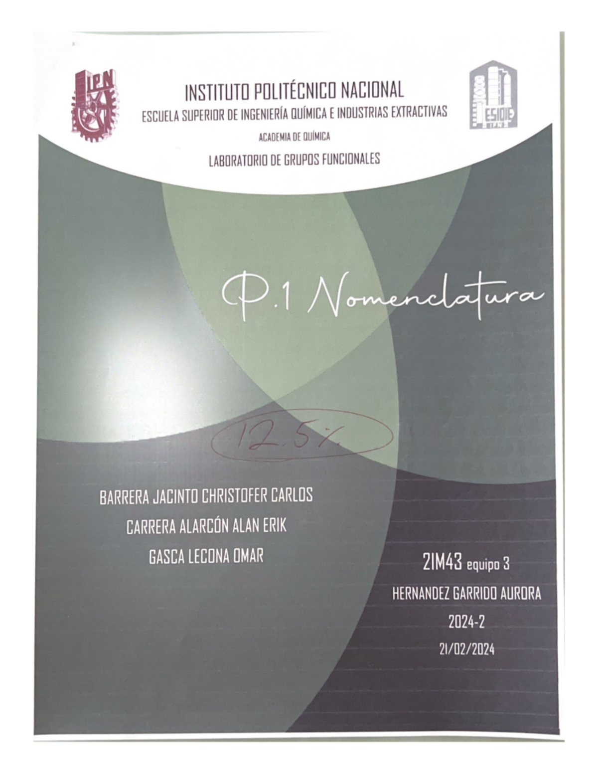 AP P1 E3 Nomneclatura - Práctica funcionales - Quimica - Studocu