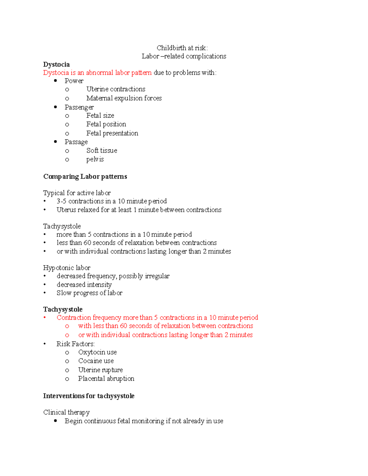 Chapter 24 Childbirth at risk labor related complications - Childbirth ...