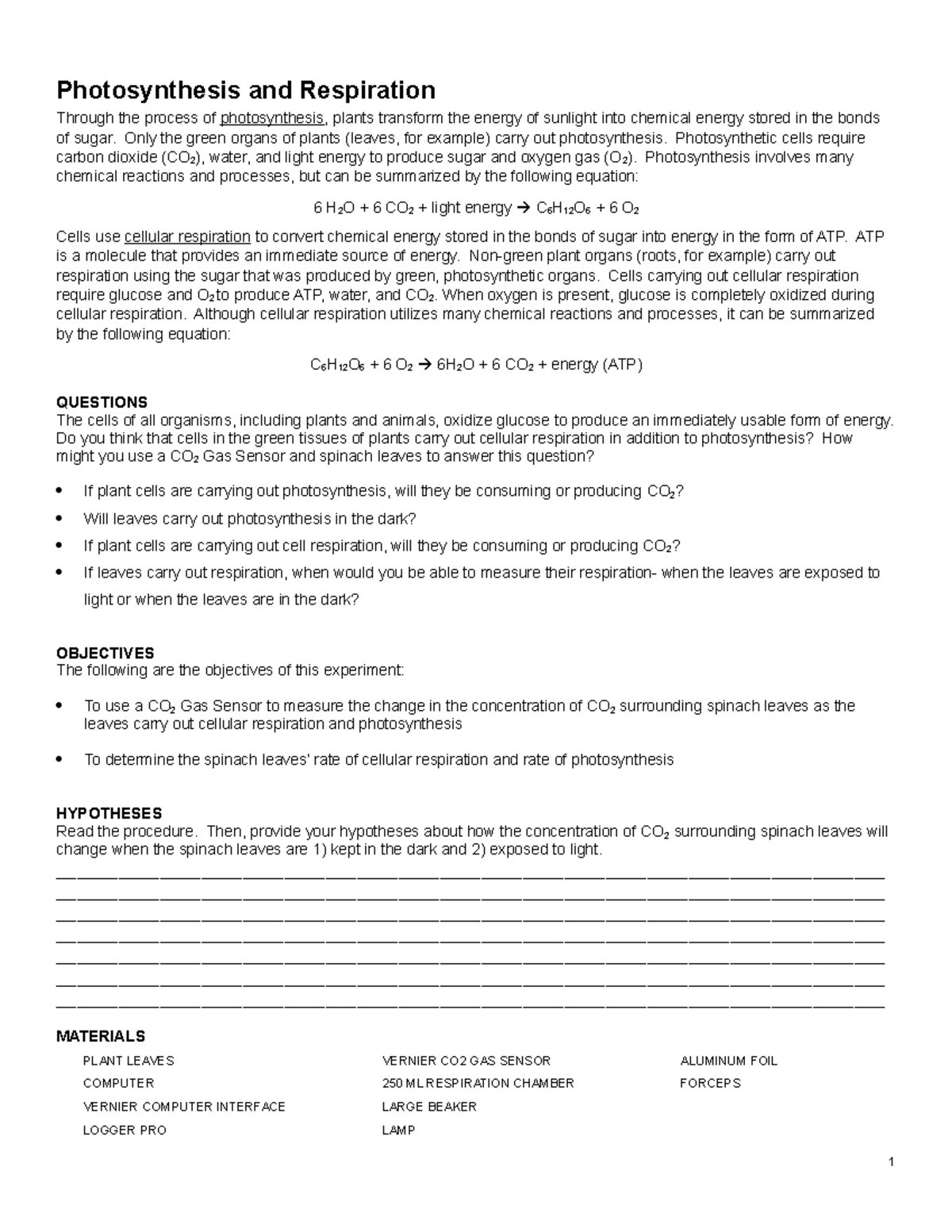 WK-6 Biol-1011 Photosynthesis and Respiration - Photosynthesis and ...