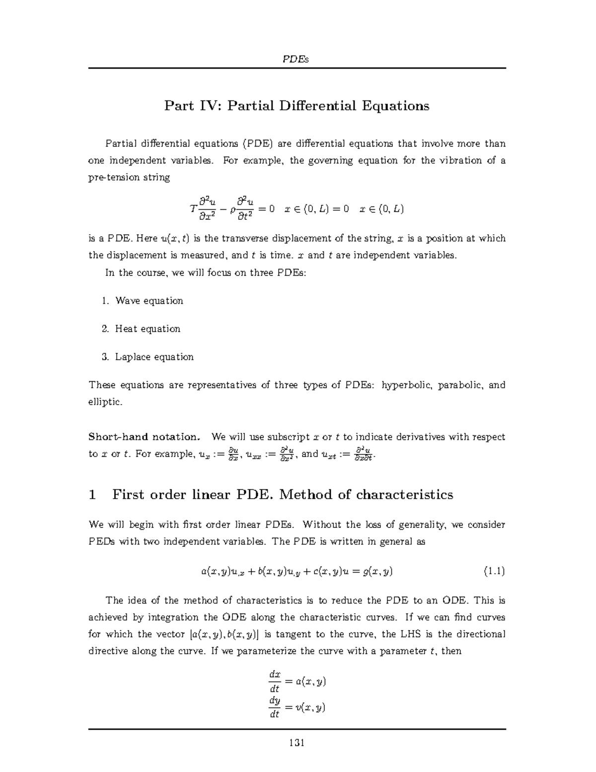 Part IV PDEs - partial differential equations - Part IV: Partial ...