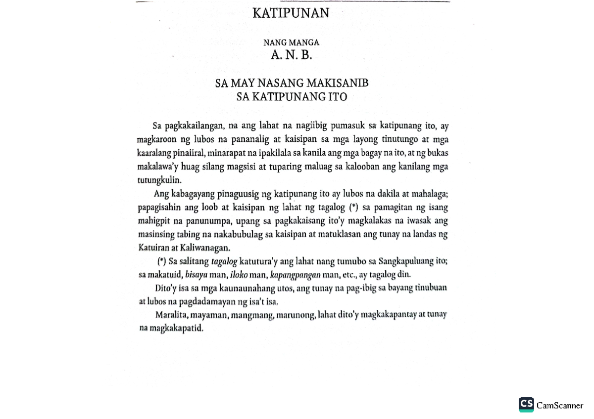 Kartilya ng Katipunan - oiuytre - KATIPUNAN NANG MANGA A. .N. SA MAY ...