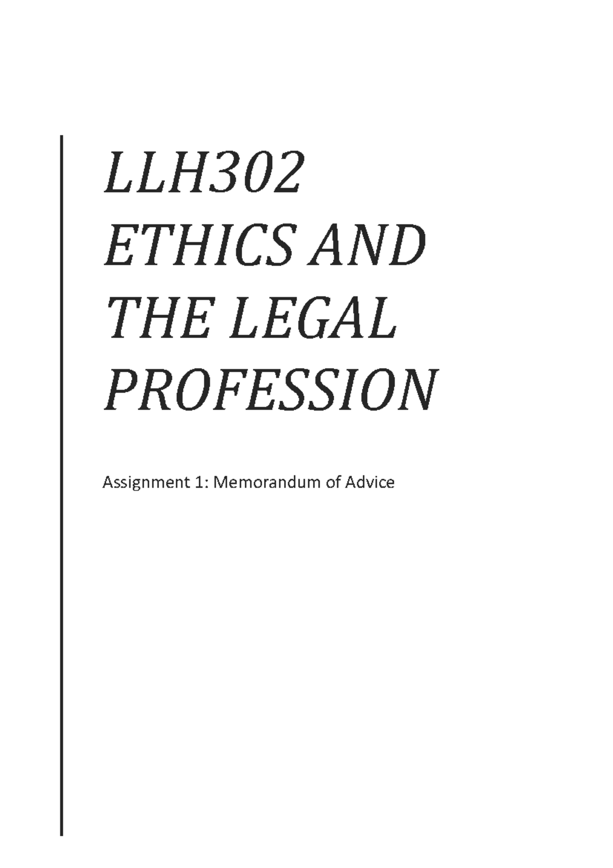 LLH302 2020 Template - LSC Memorandum (Assessment Task 1) - LLH302 ...