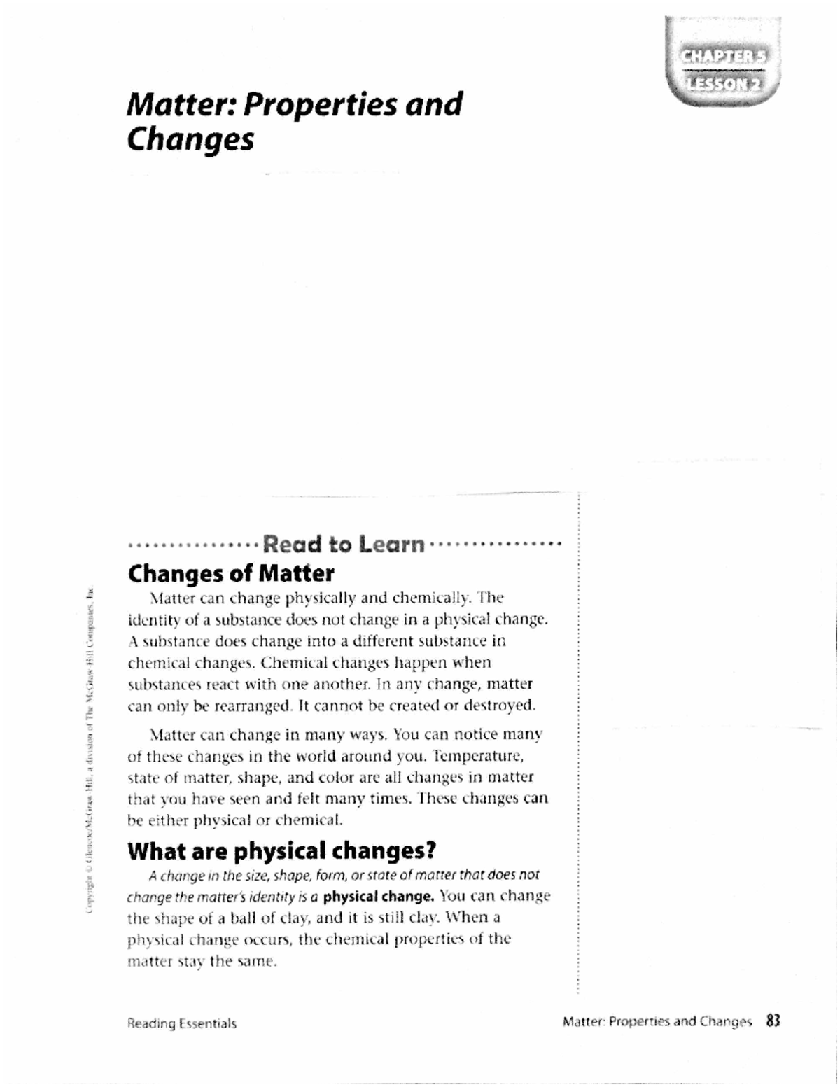 Matter Properties and changes - CHAP ER SSON Matter: Properties and ...