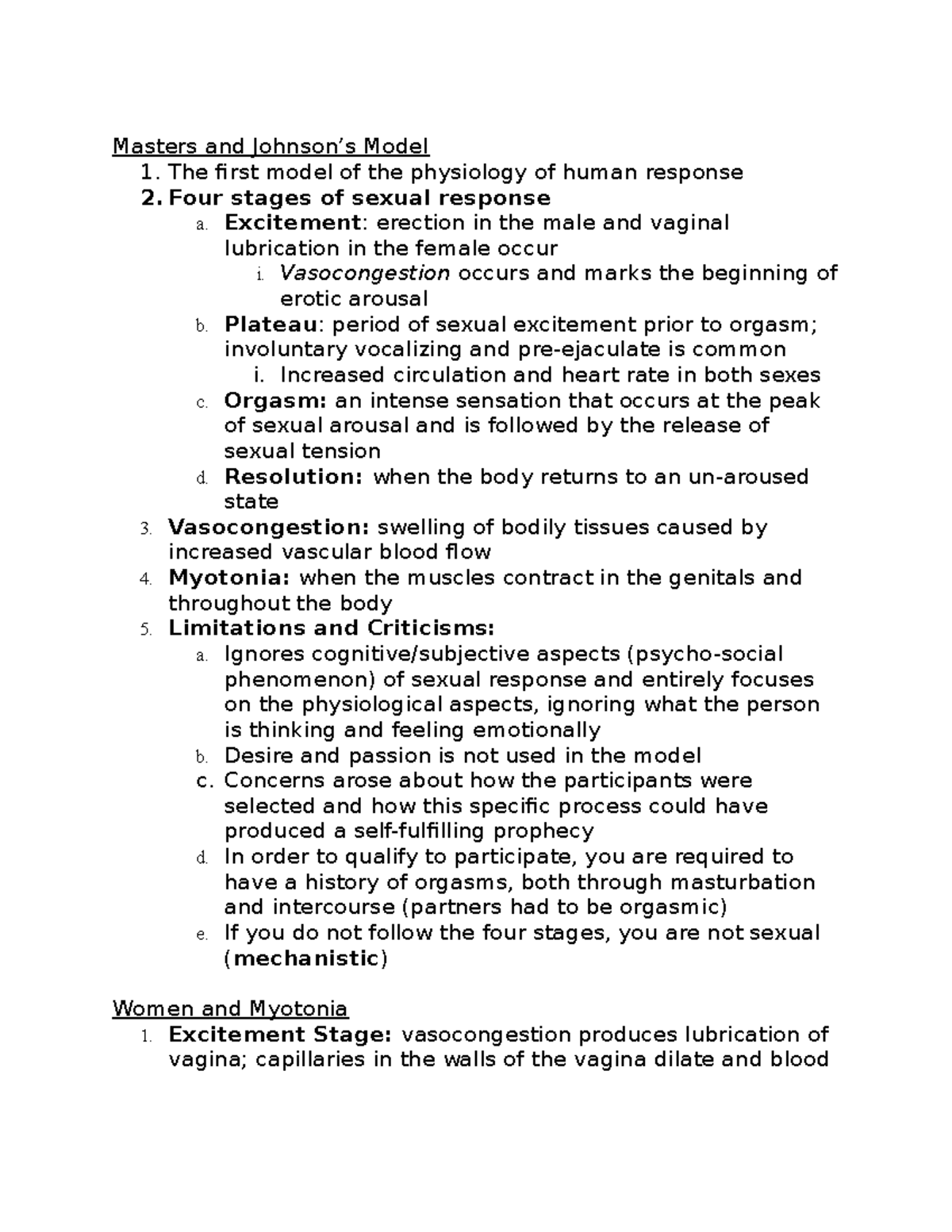 PSY 370 Study guide - Masters and Johnson’s Model 1. The first model of ...