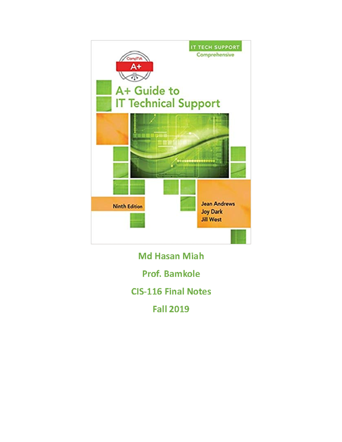 CIS-116 Final Notes - Md Hasan Miah Prof. Bamkole CIS-116 Final Notes ...