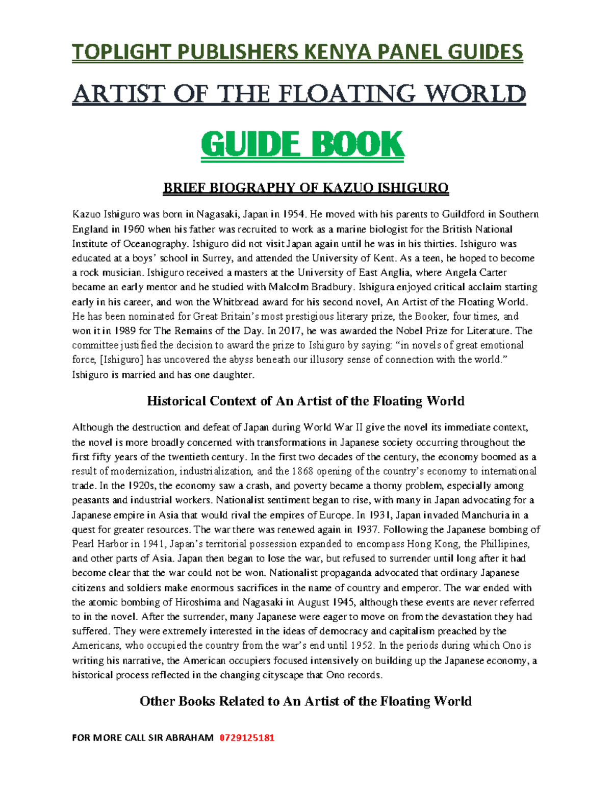 AN Artist OF THE Floating World Guide BK - ARTIST OF THE FLOATING WORLD ...