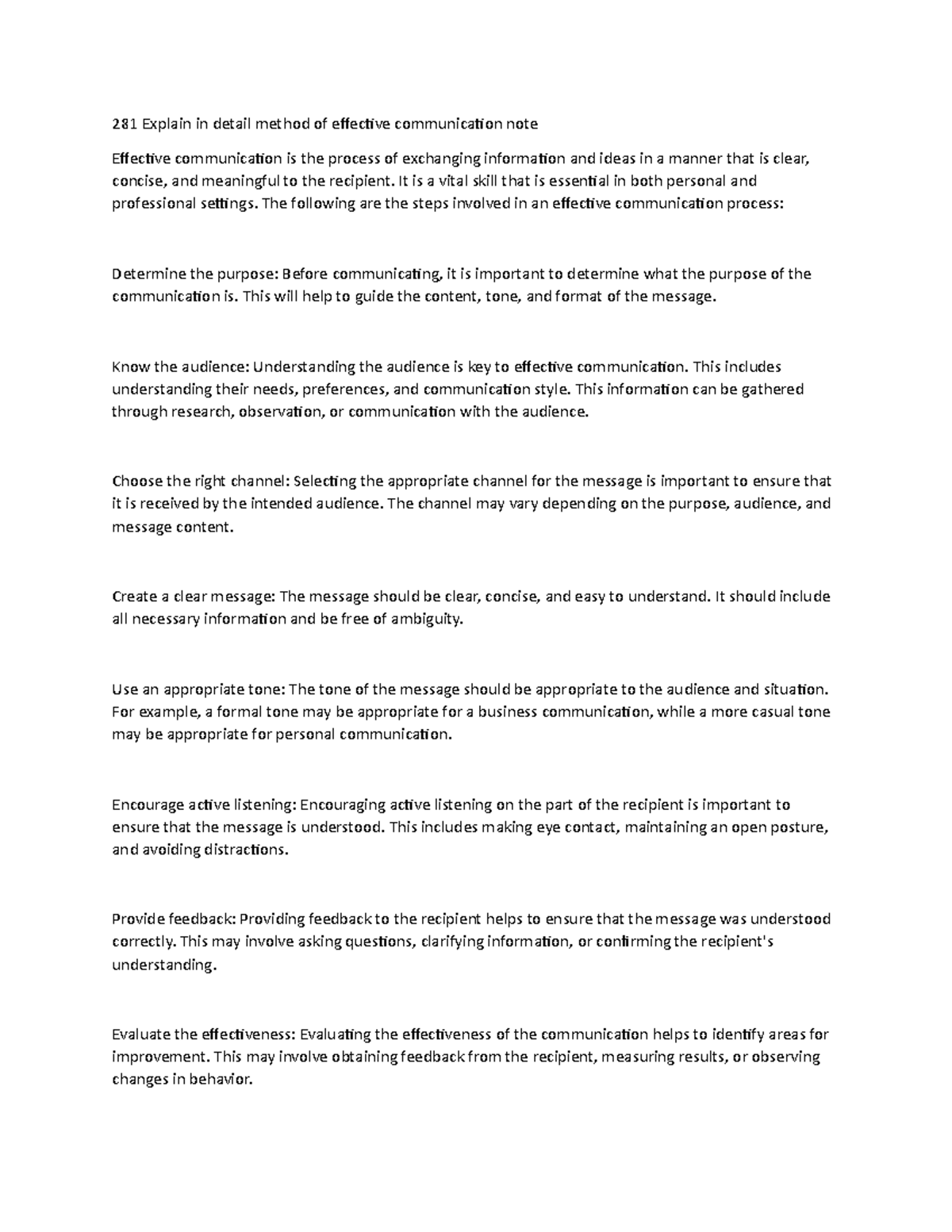 281 Explain in detail method of effective communication note - It is a ...