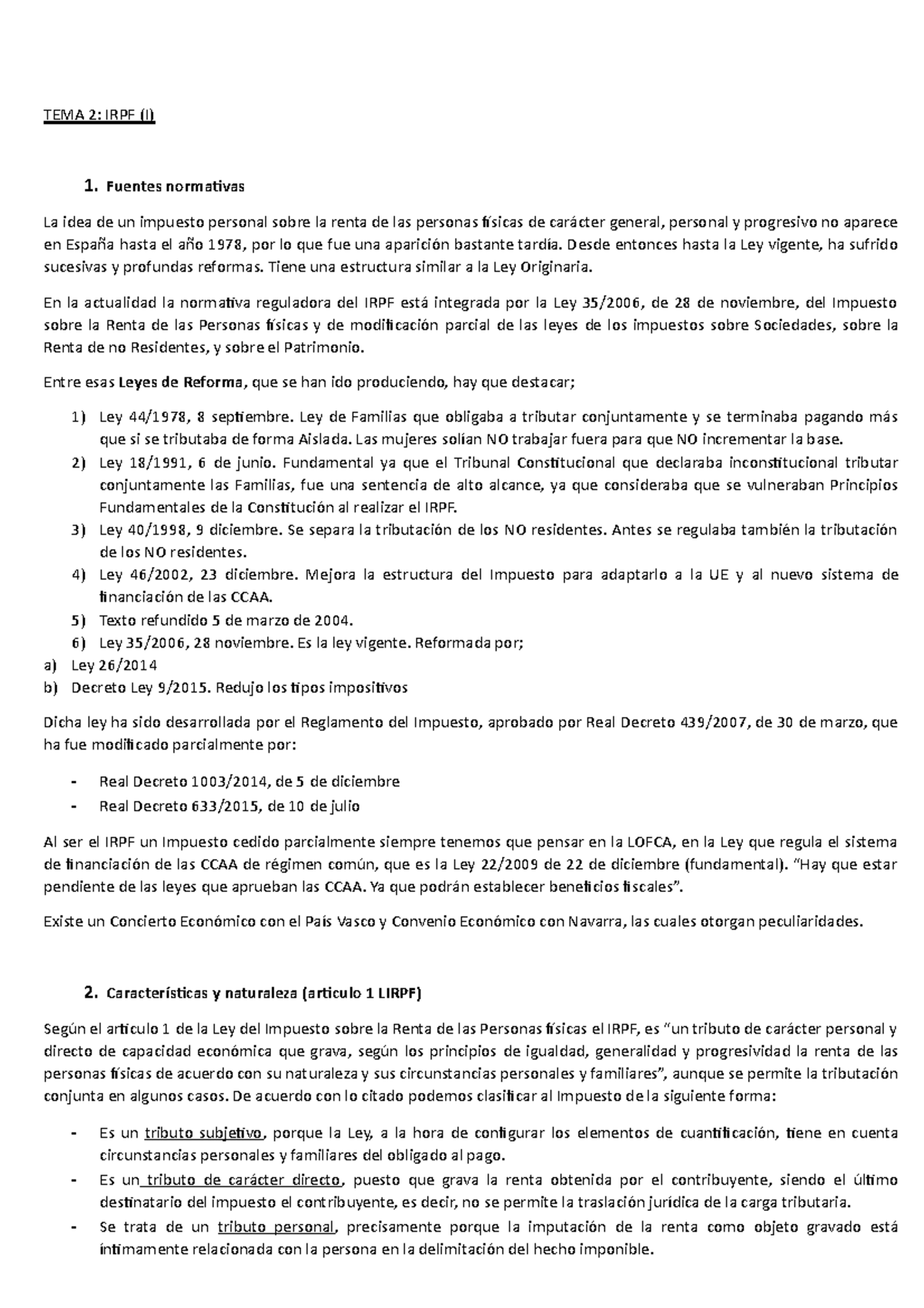 TEMA 2 IRPF completo - TEMA 2: IRPF (I) 1 normativas La idea de un impuesto personal sobre la ...