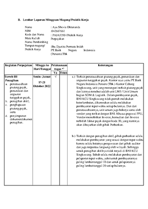 Tugas 1 Praktik Kerja - BUKU JAWABAN TUGAS MATA KULIAH TUGAS 1 Nama Mahasiswa : Rinaldi Aditama ...