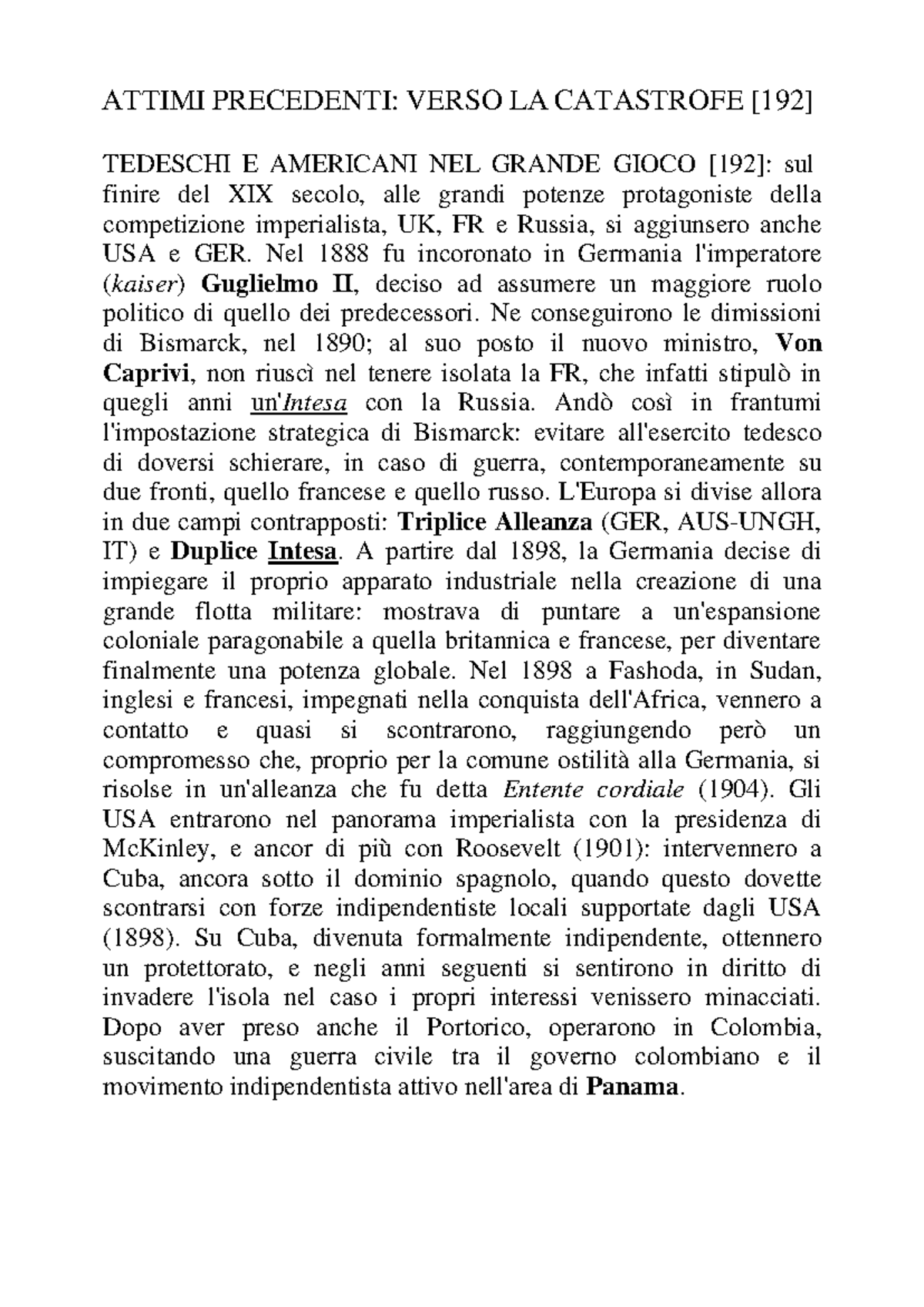 Prima Guerra Mondiale - Riassunto L'età contemporanea - ATTIMI ...
