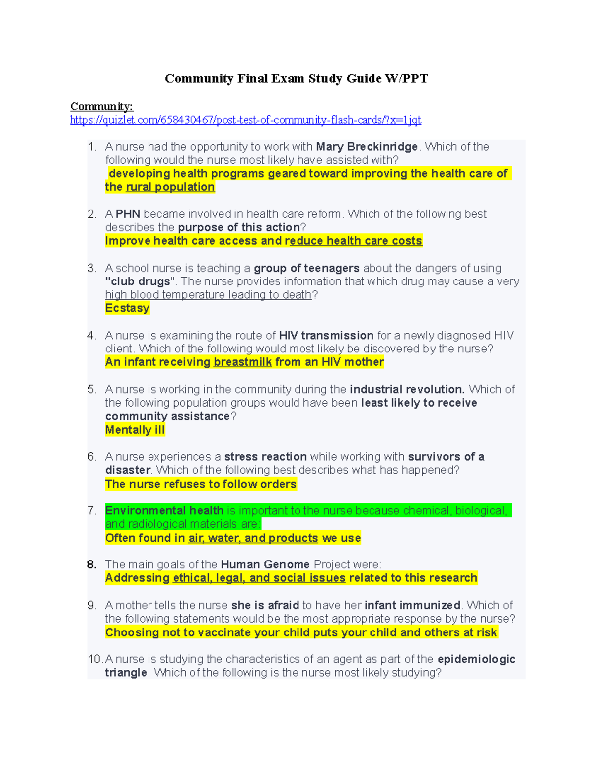 C9 Community - Final Exam Study Guide - Community Final Exam Study ...