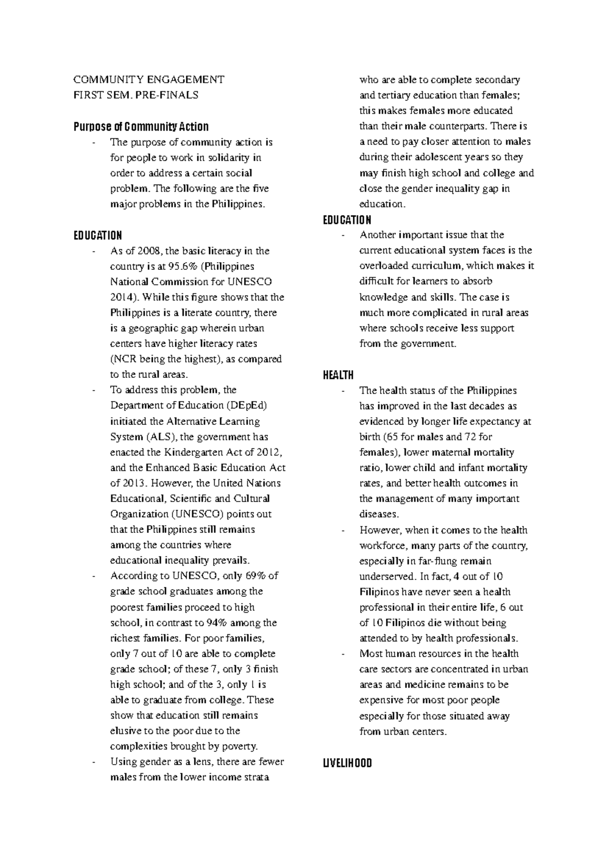 Community Engagement - Purpose OF Community Action - COMMUNITY ...