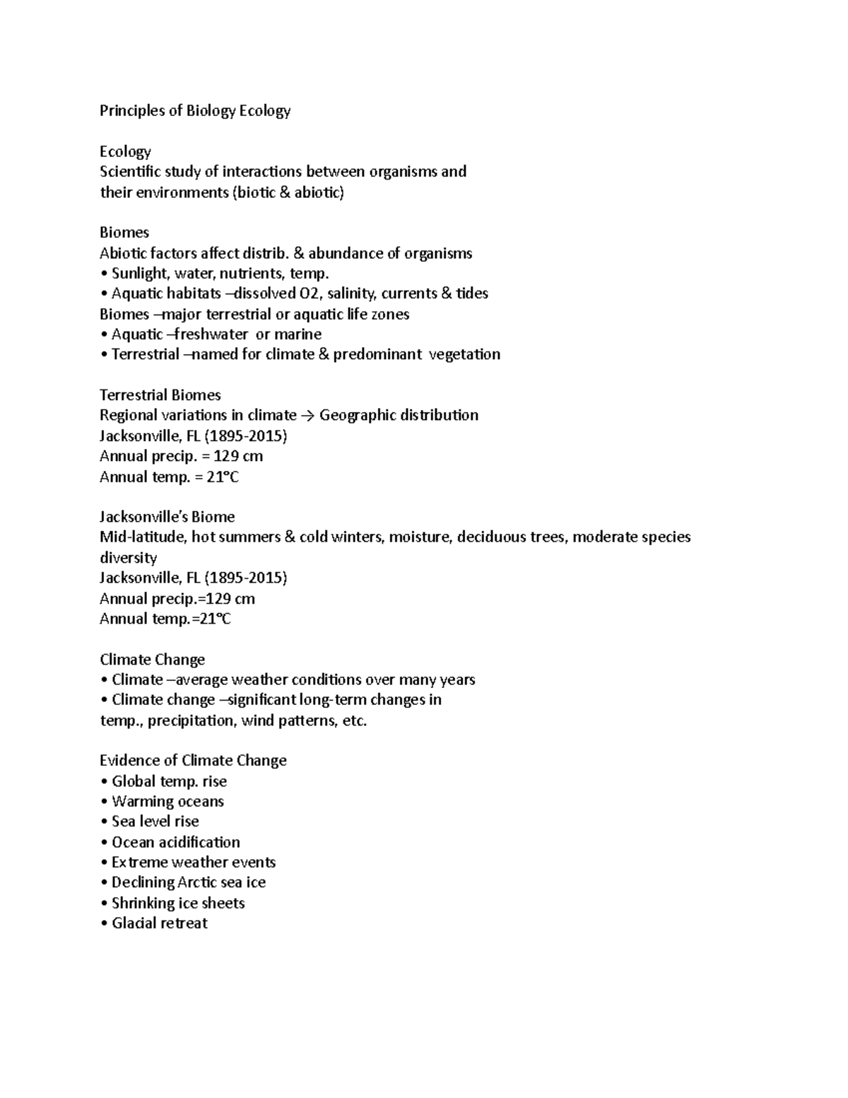 Principles of Biology Ecology - Principles of Biology Ecology Ecology ...