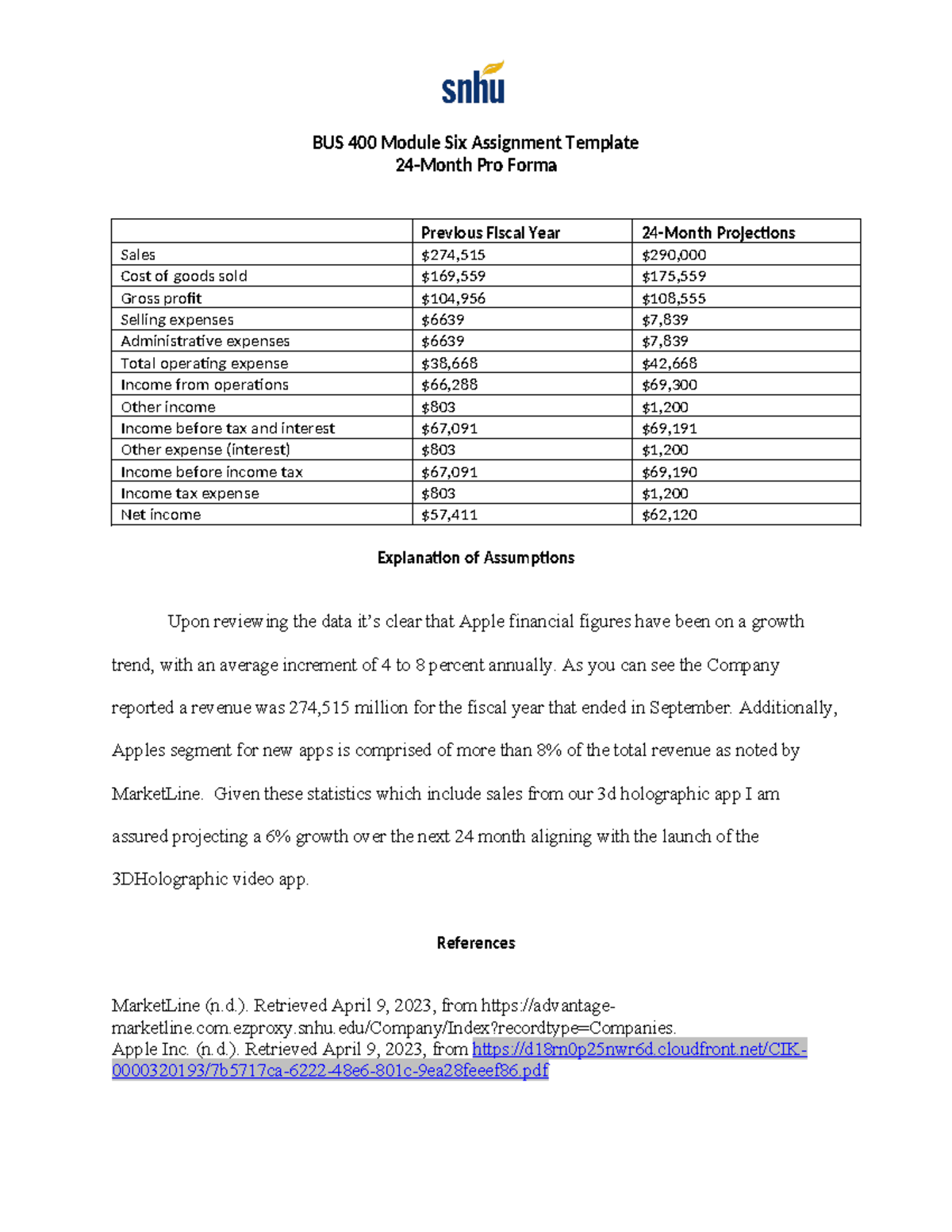 BUS 400 Module Six Assignment - As you can see the Company reported a ...