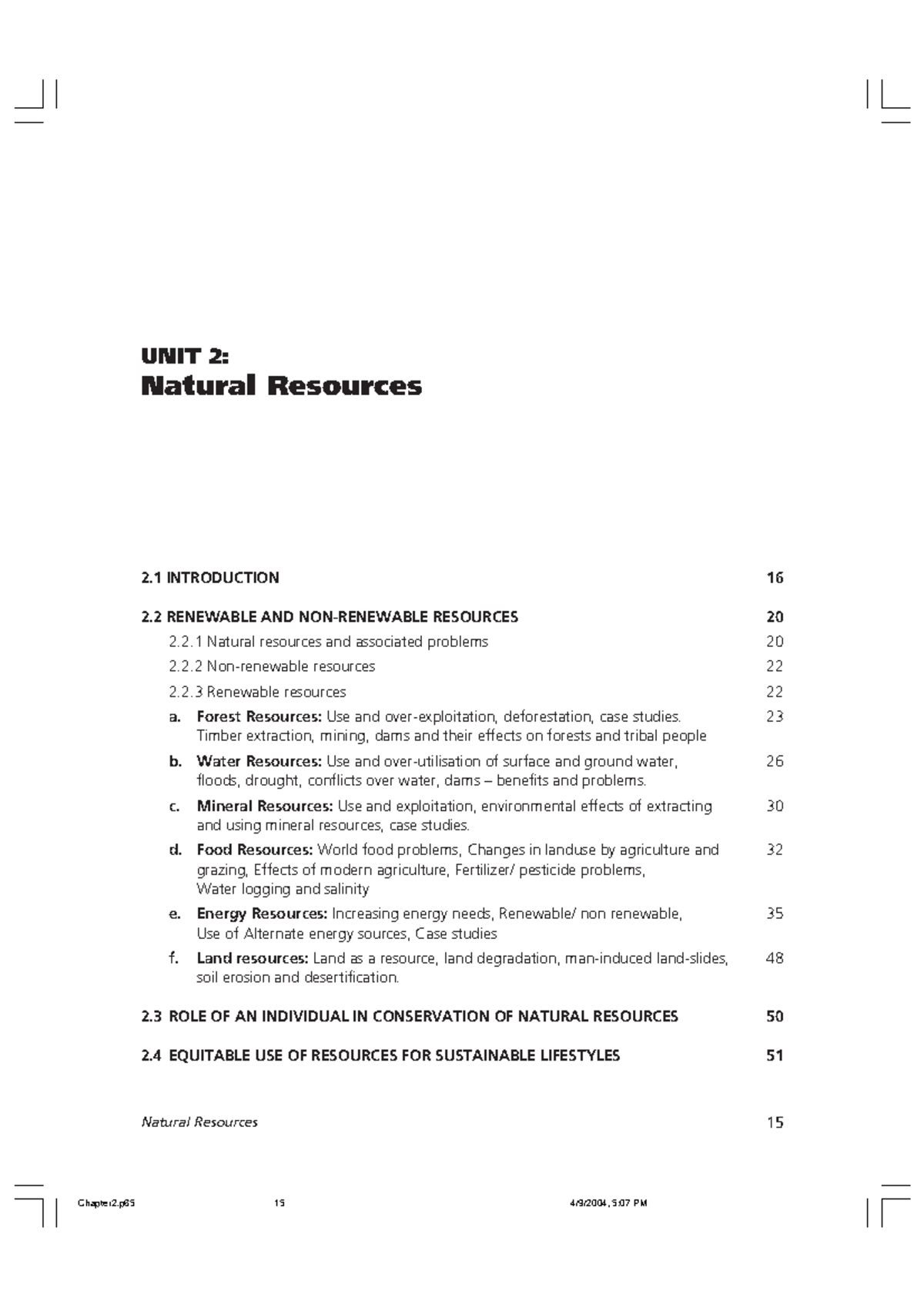 Env chapter 2 - Natural Resources 15 UNIT 2: Natural Resources 2 ...