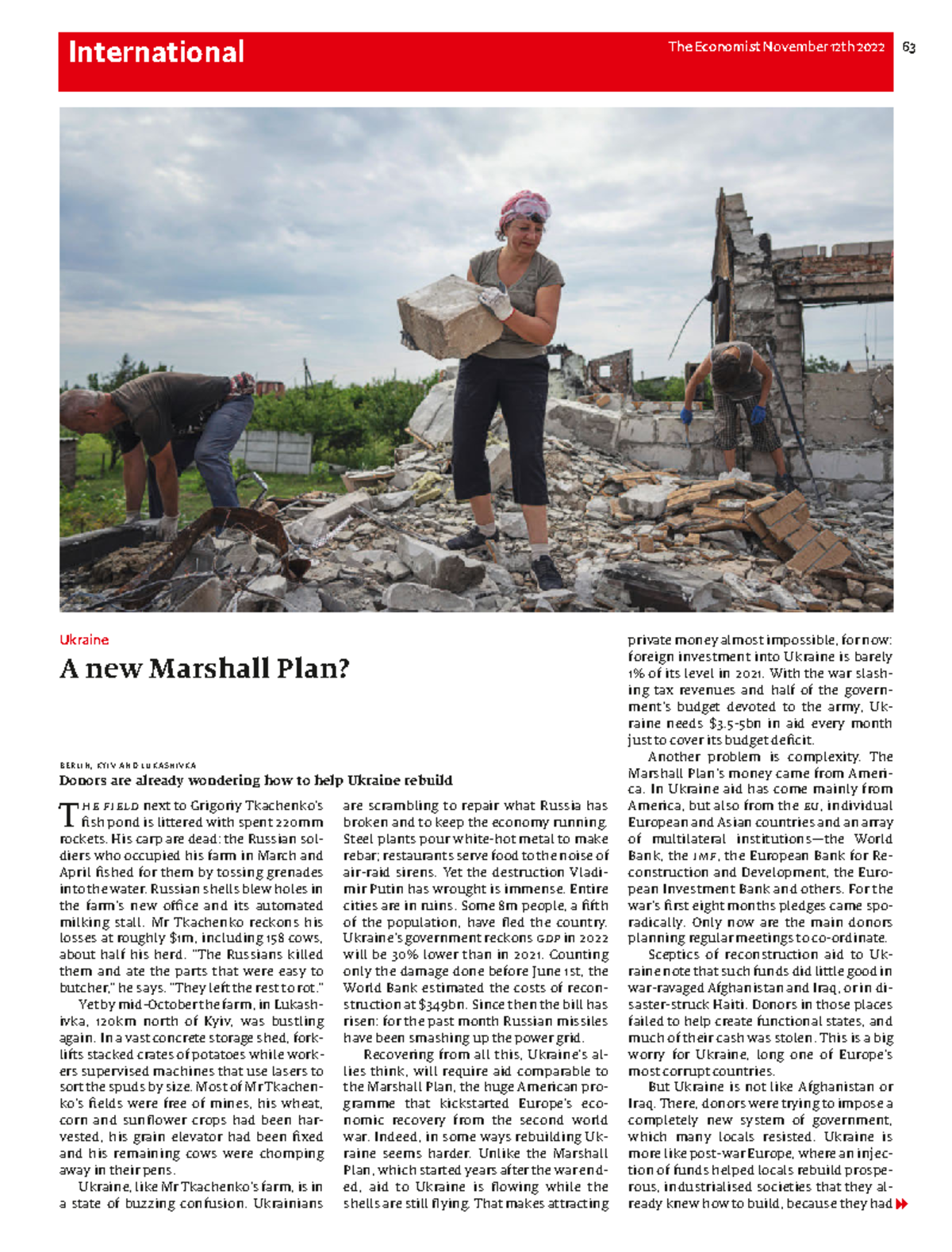 A new Marshall Plan - afaff - The Economist November 12th 2022 63 ...