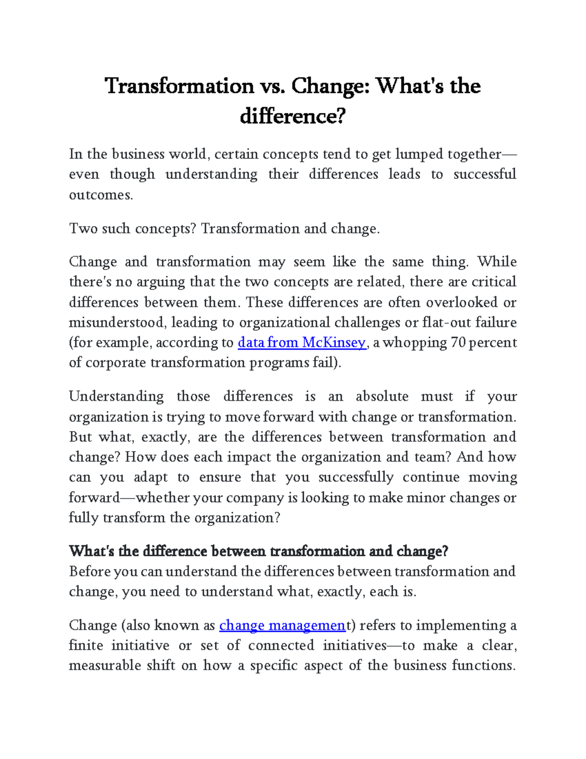 Transformation vs Change - Transformation vs. Change: What's the ...