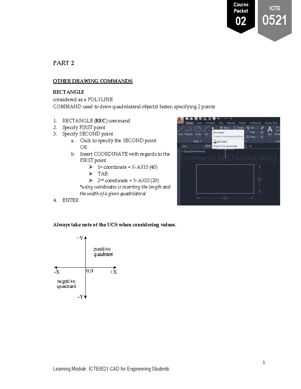 Auto CAD - Part 2 Lecture-1-3 - 1 Learning Module: ICTE0521-CAD for Engineering Students ICTE ...